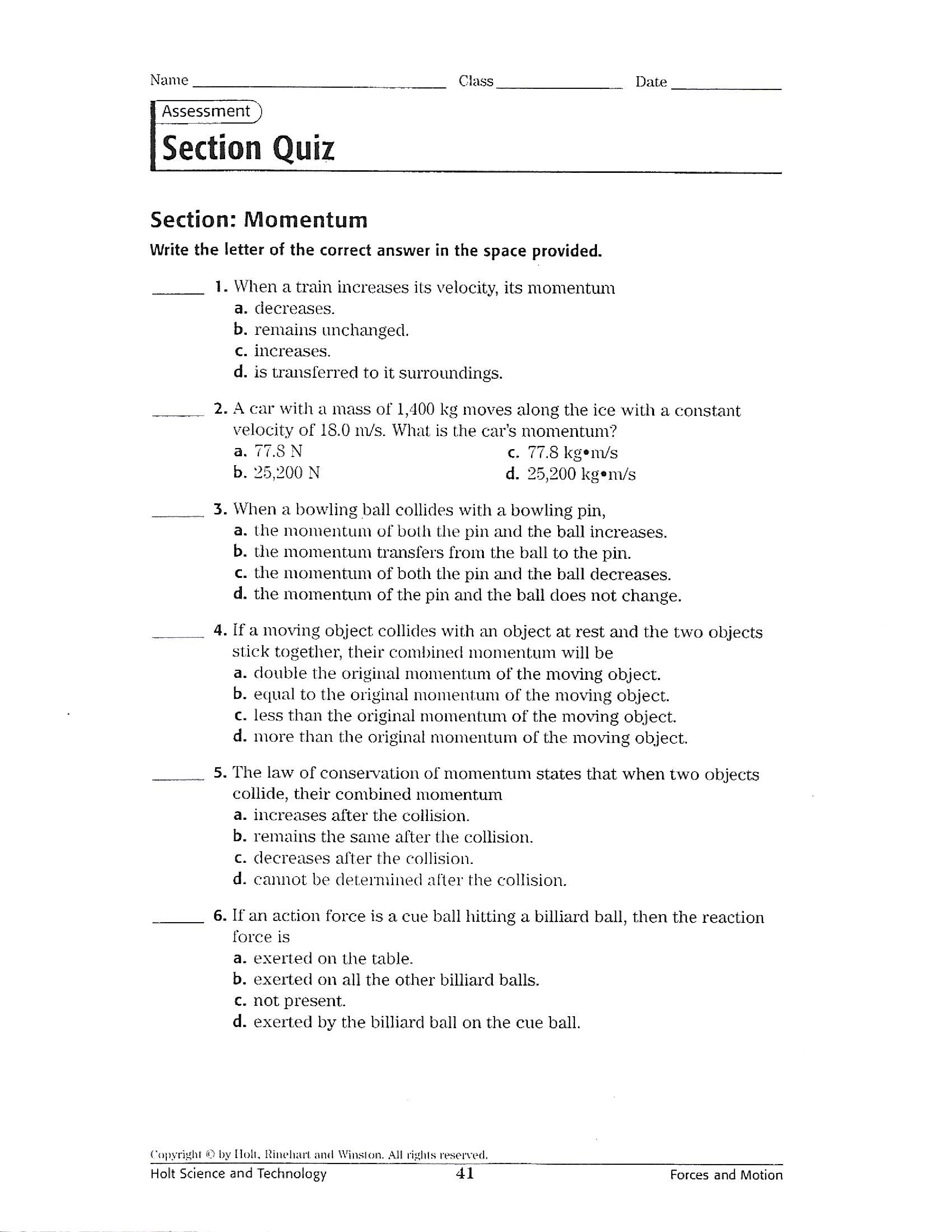Momentum Quiz - Craig Fisher | Library | Formative