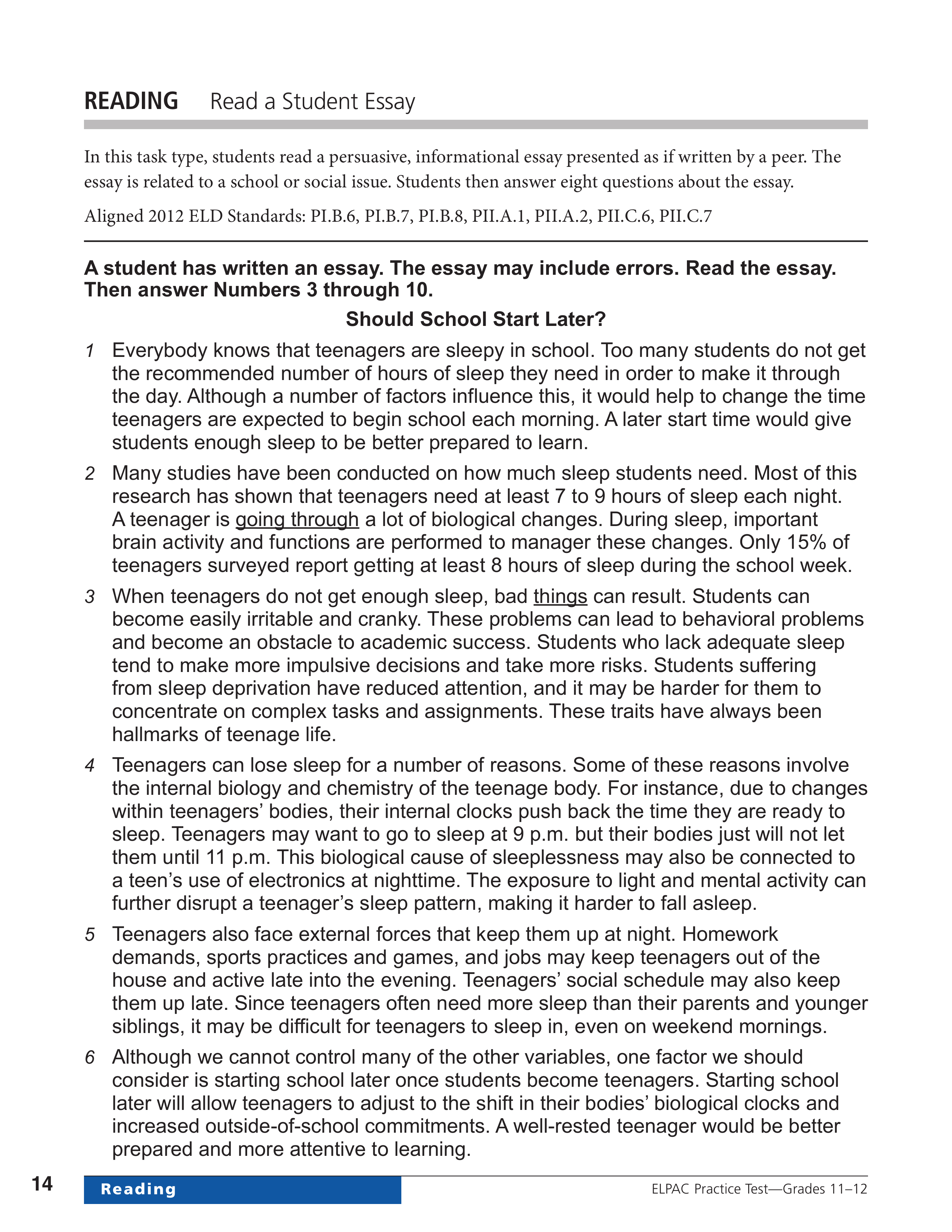 Secondary: ELPAC Reading Practice #2 - Kimberly Moreno | Library ...