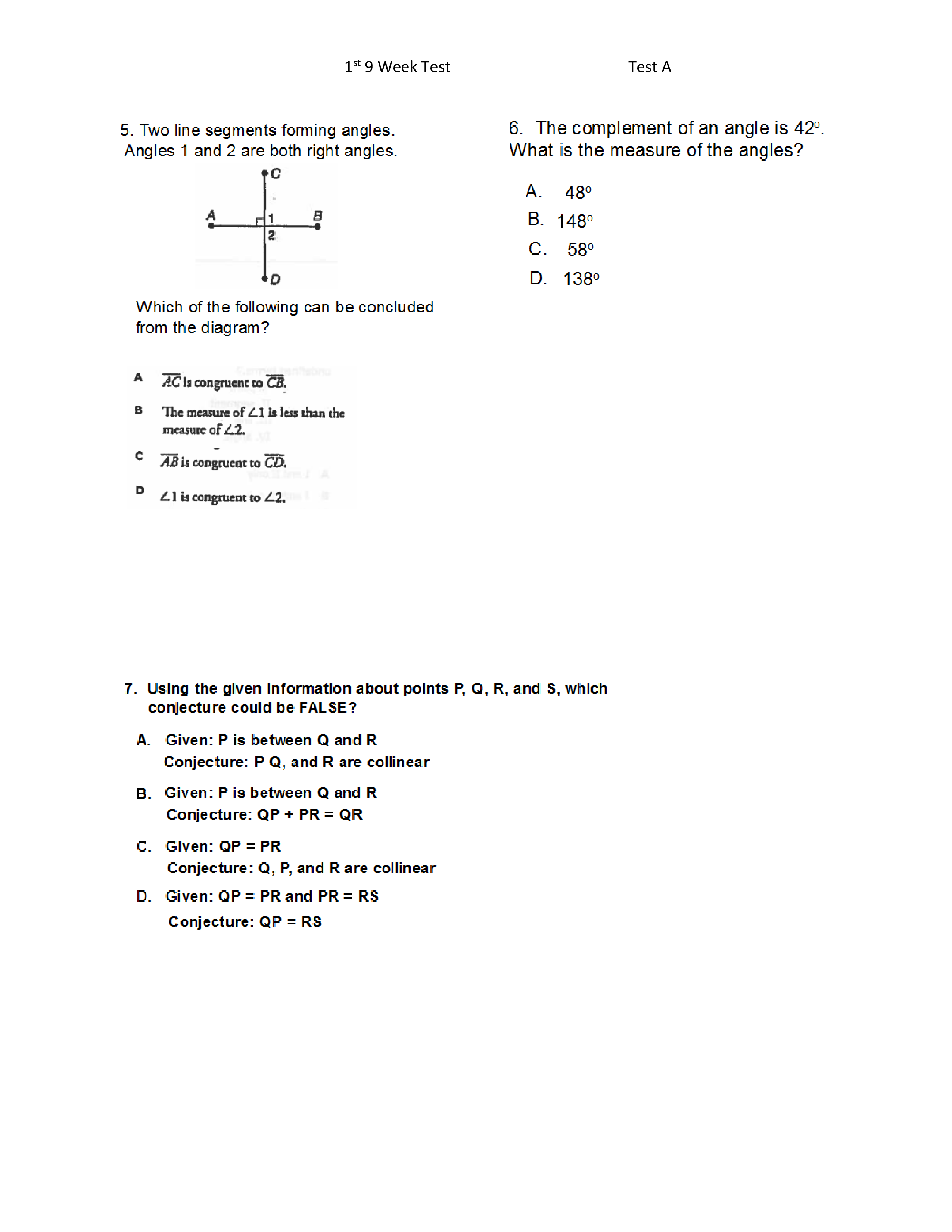 1st 9 week test A - edith lopez | Library | Formative