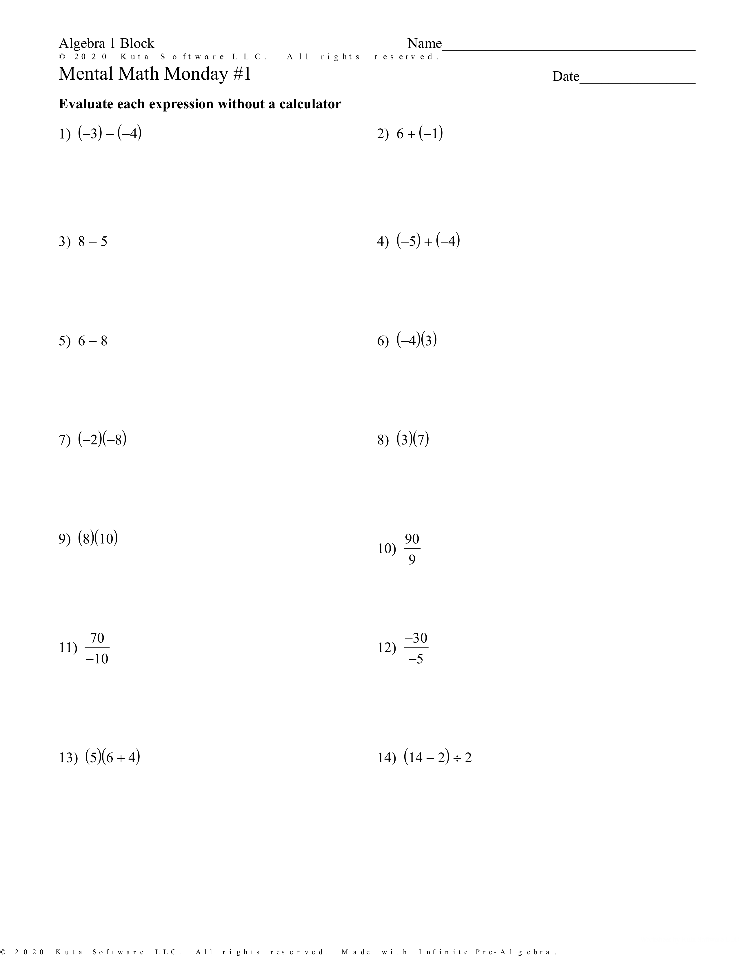 Mental Math Monday #1 - Math Teachers | Library | Formative