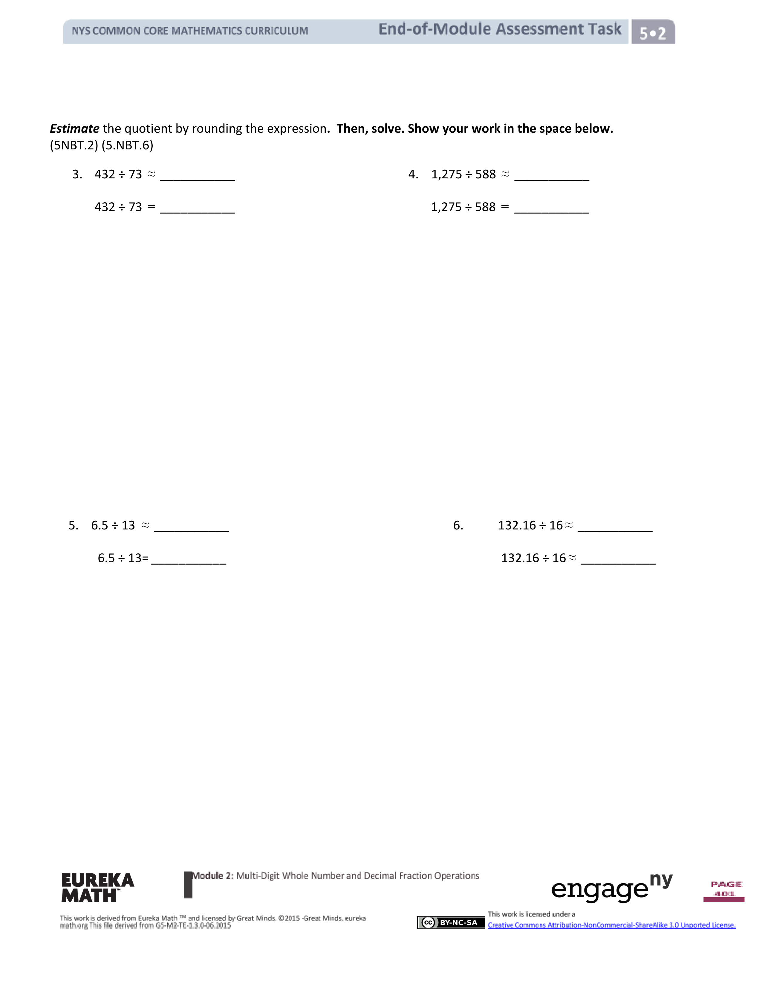 Grade 5 Module 2 End of Module Assessment Test ELP Eureka - Diana ...