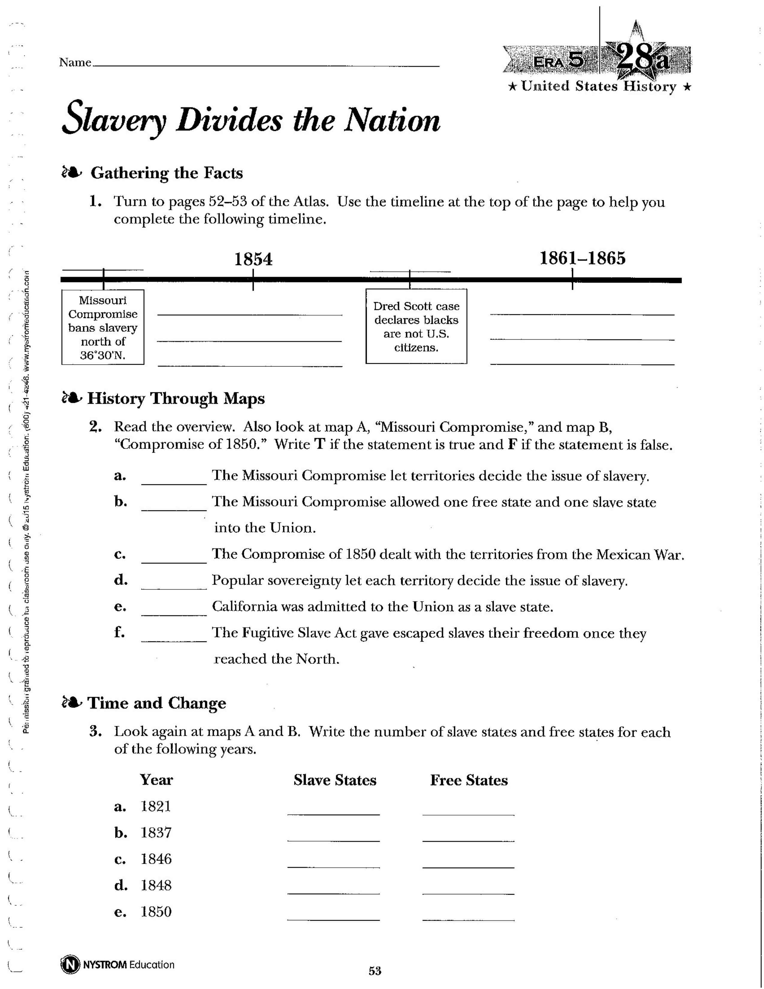 NAUSH 28 Slavery Divides the Nation - Amy C Gilstrap | Library | Formative
