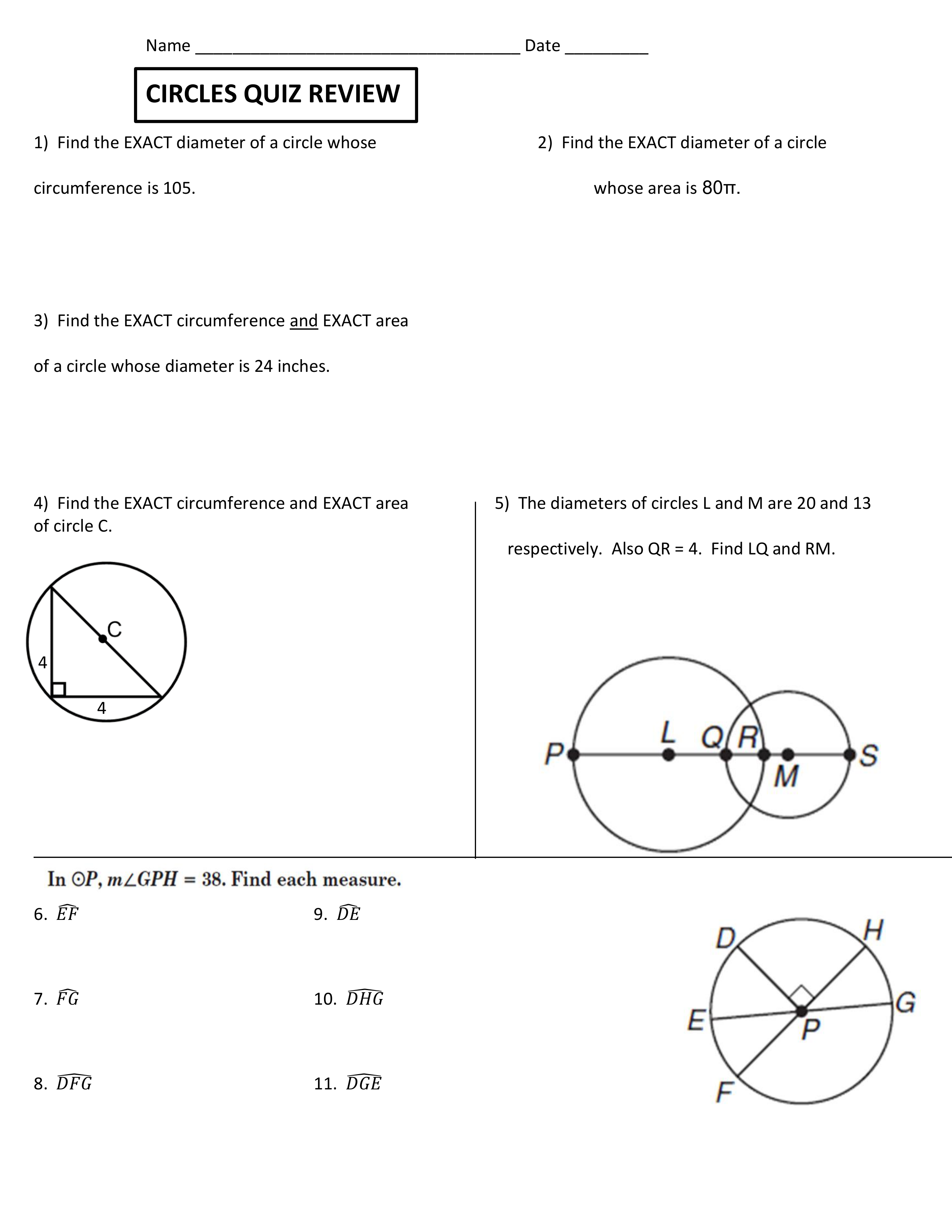GEO - Circles Quiz Review - Rebecca Frese | Library | Formative