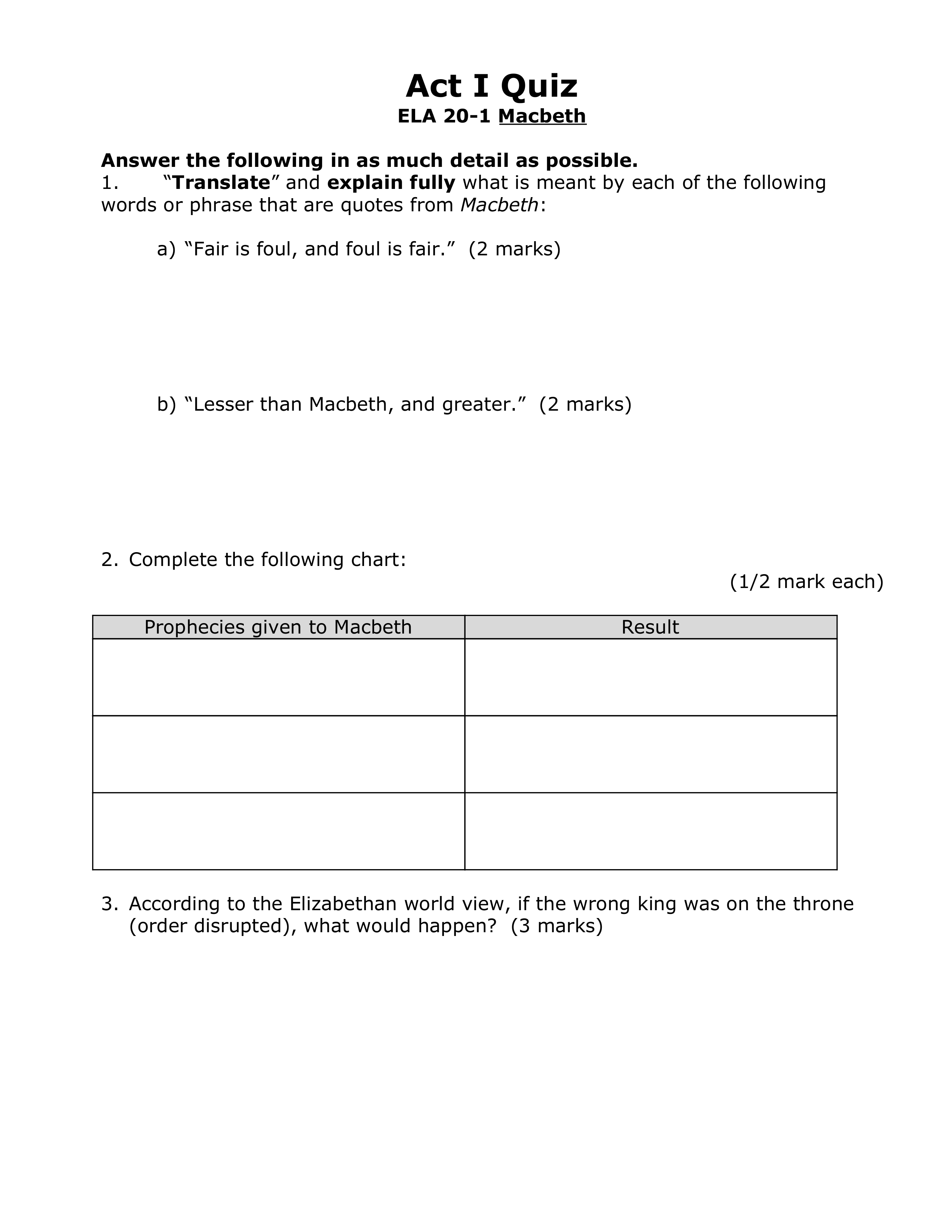 Macbeth Act I Quiz - Kirby Dietze | Library | Formative