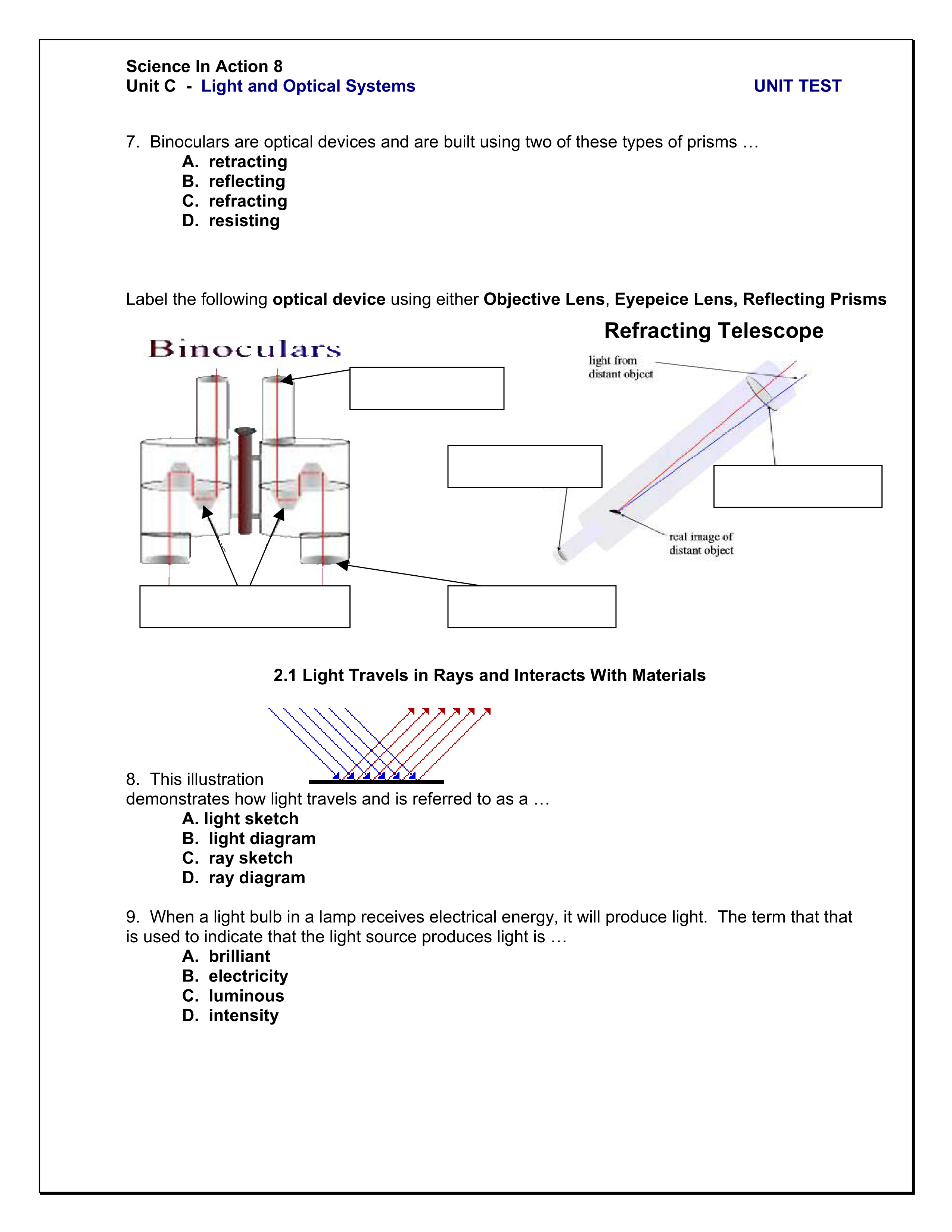 Science 8-2: Light and Optics Final - Don Moon | Library | Formative