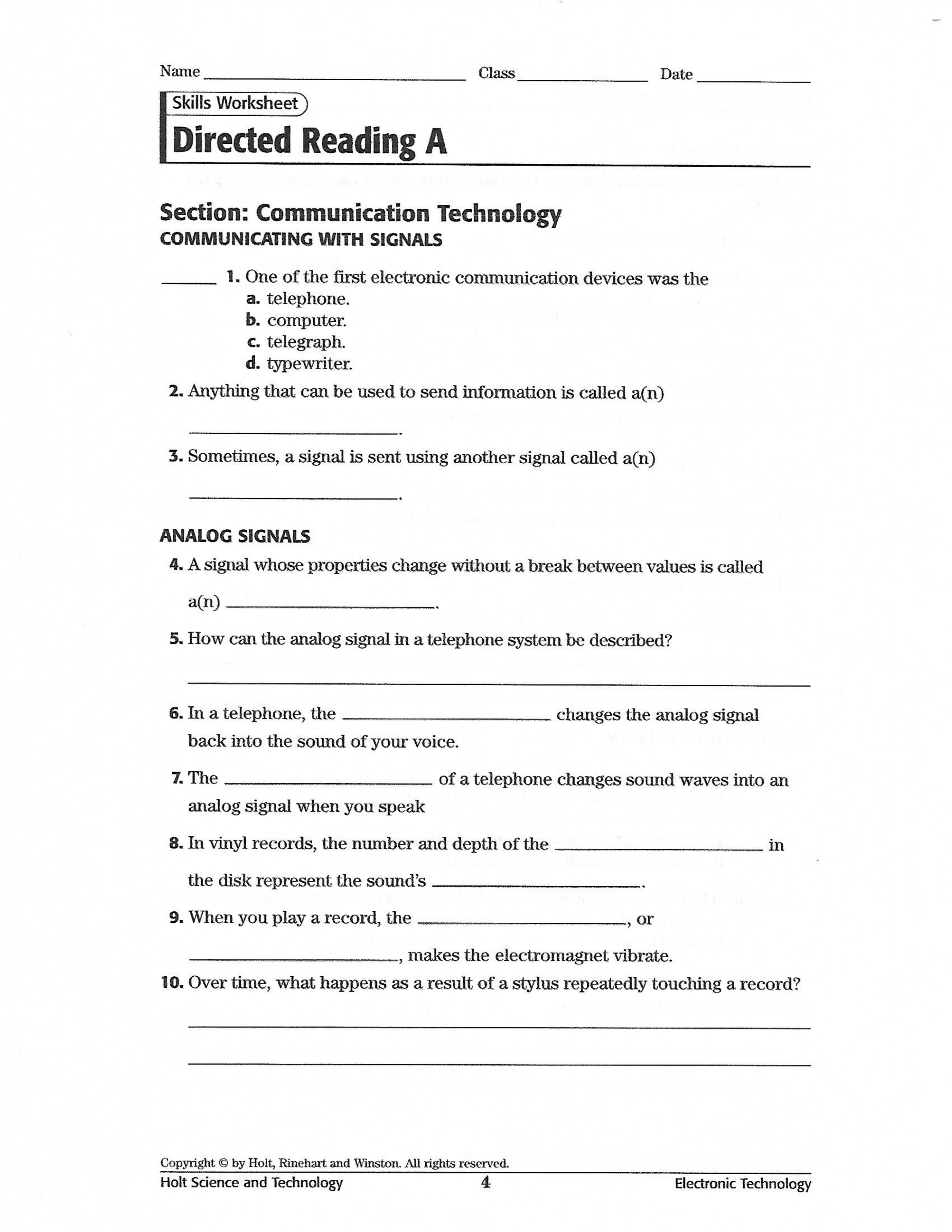 Communication Technology Worksheet - Craig Fisher | Library | Formative