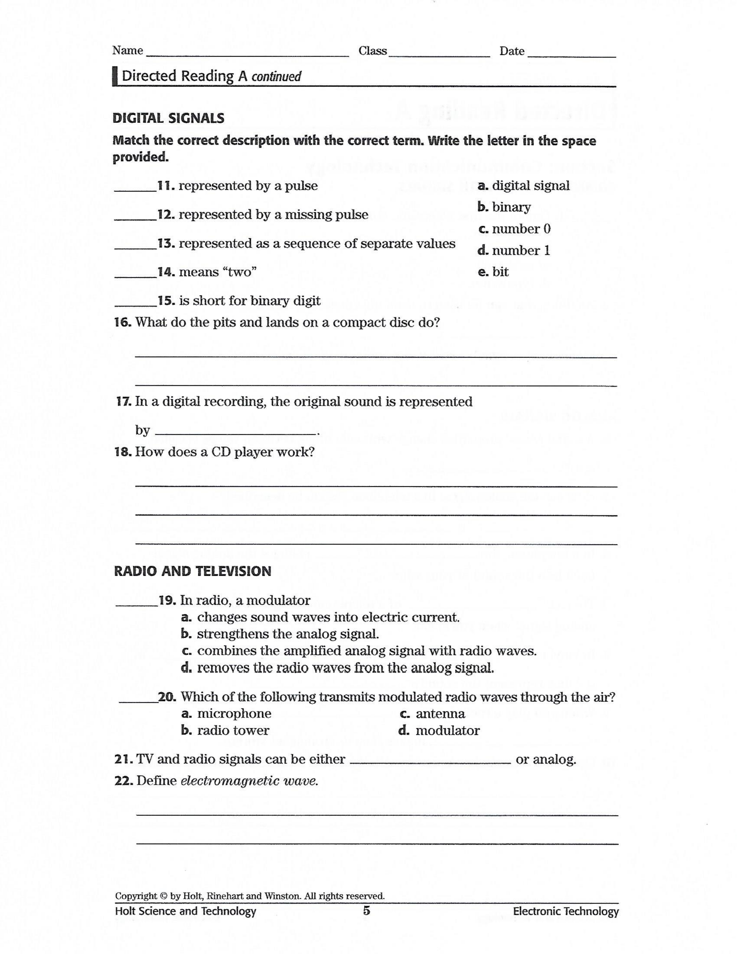 Communication Technology Worksheet - Craig Fisher | Library | Formative