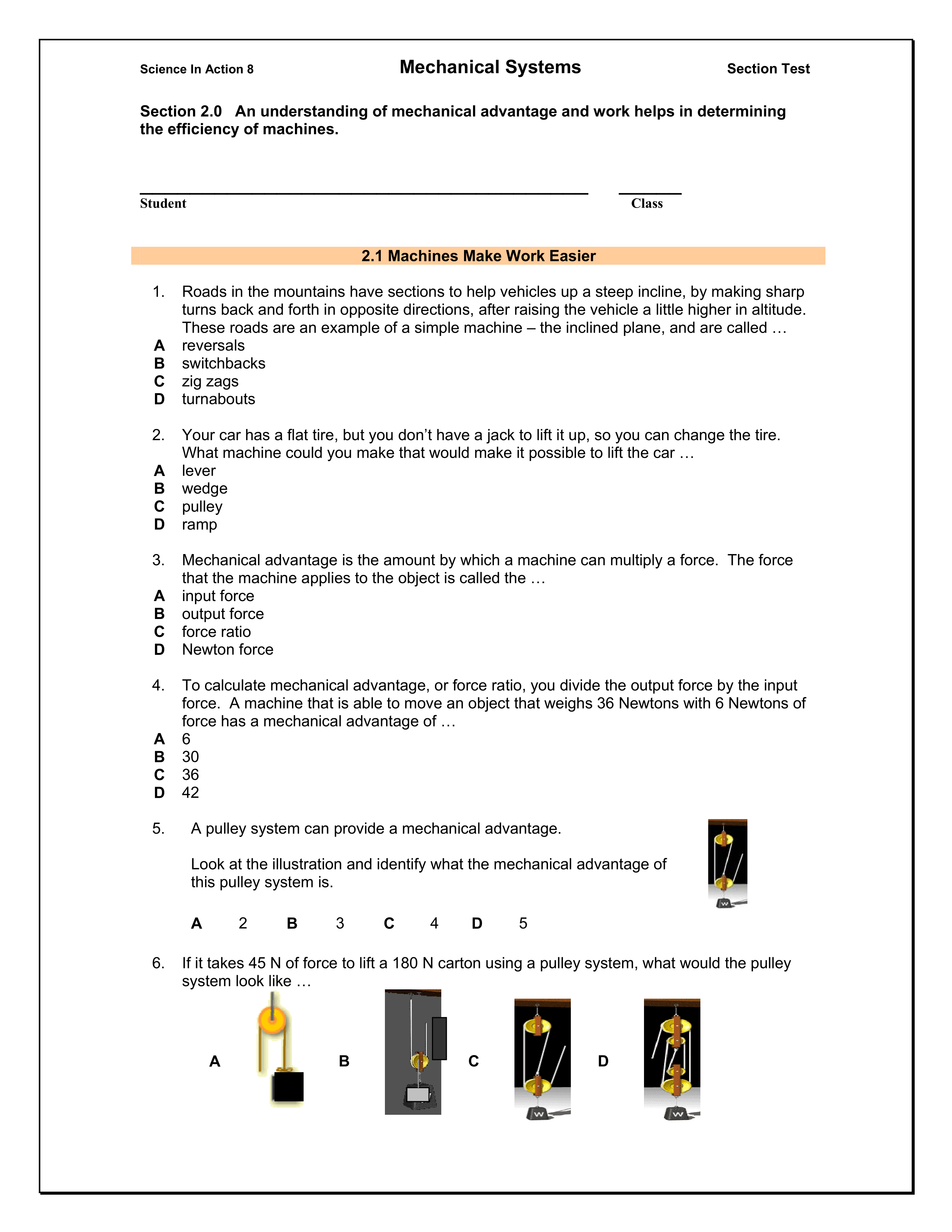 Science 8-2: Mechanical Systems Section 2.0 Quiz - Don Moon | Library ...