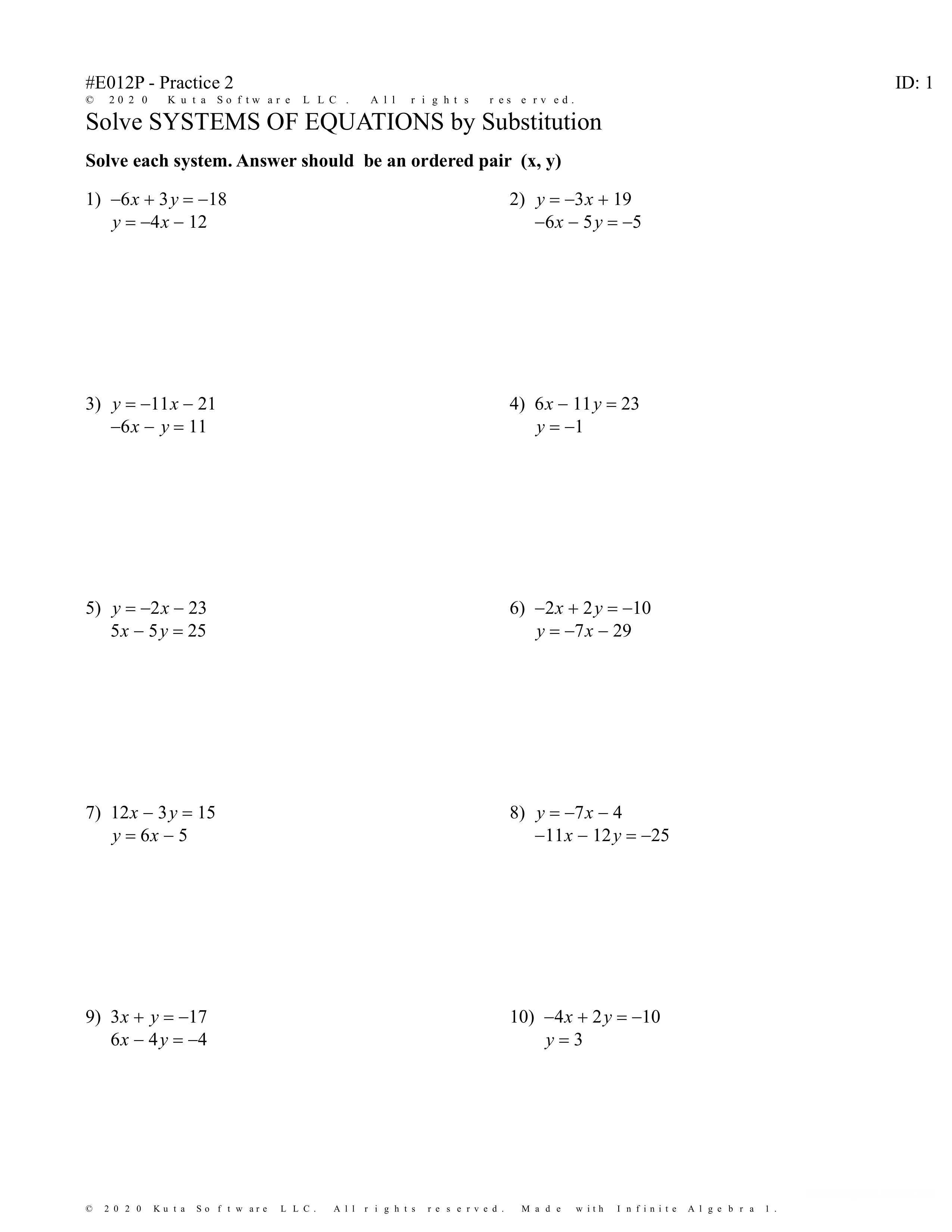 #E012P - Practice 2 - Systems by substitution - Deena Lantz | Library ...
