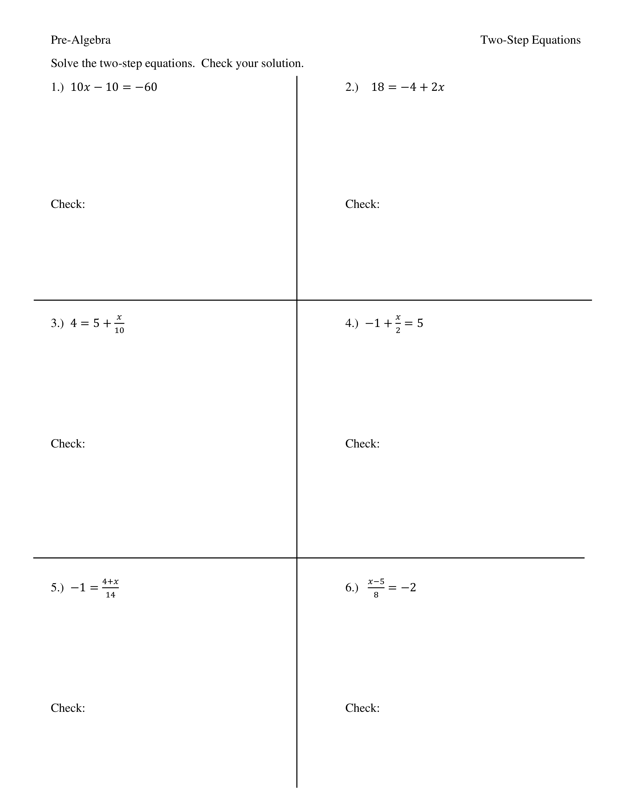 Two-Step Equations Practice - Sandra Miller | Library | Formative