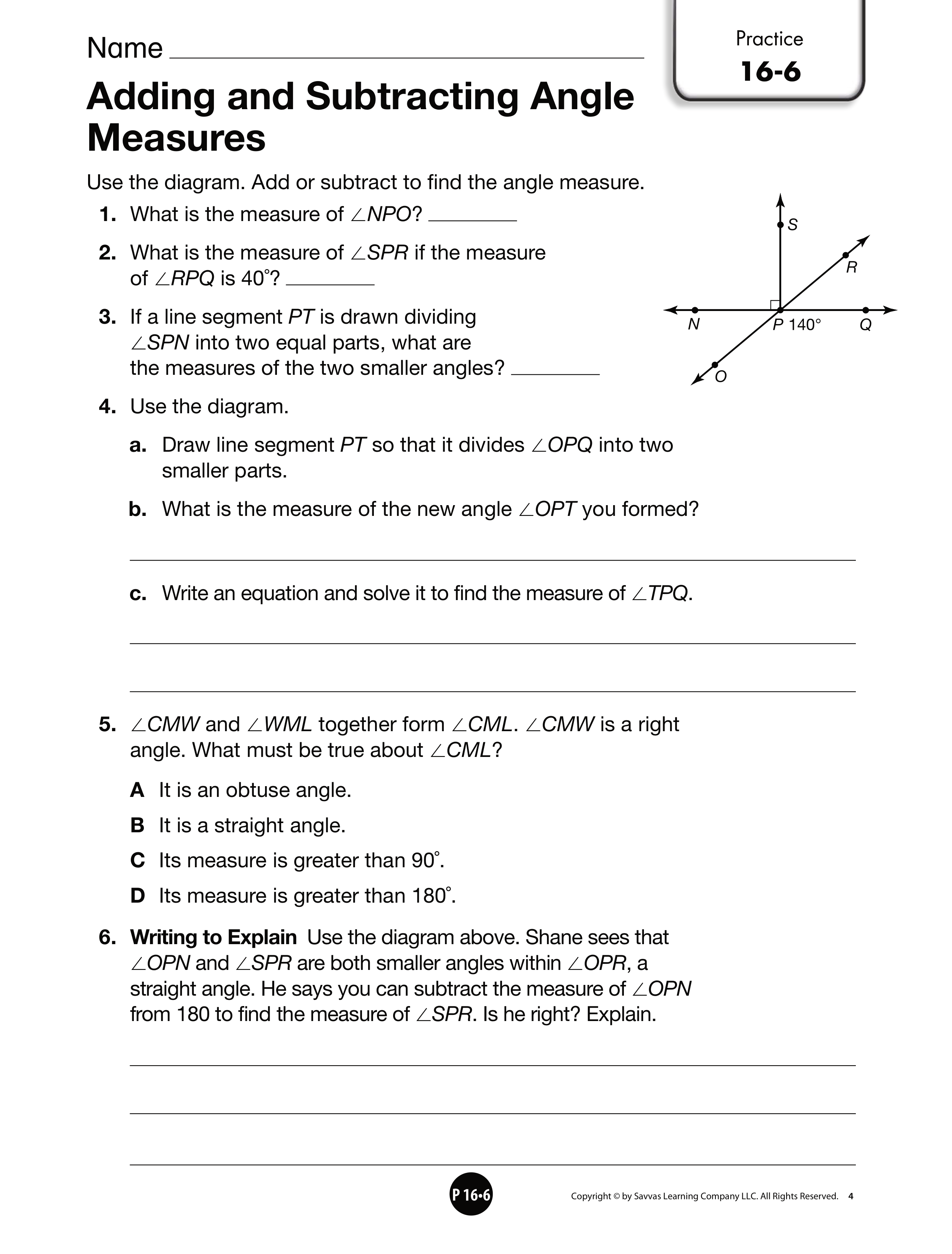 16-6 Adding & Subtracting Angle Measures - Mrs. Tallman | Library ...