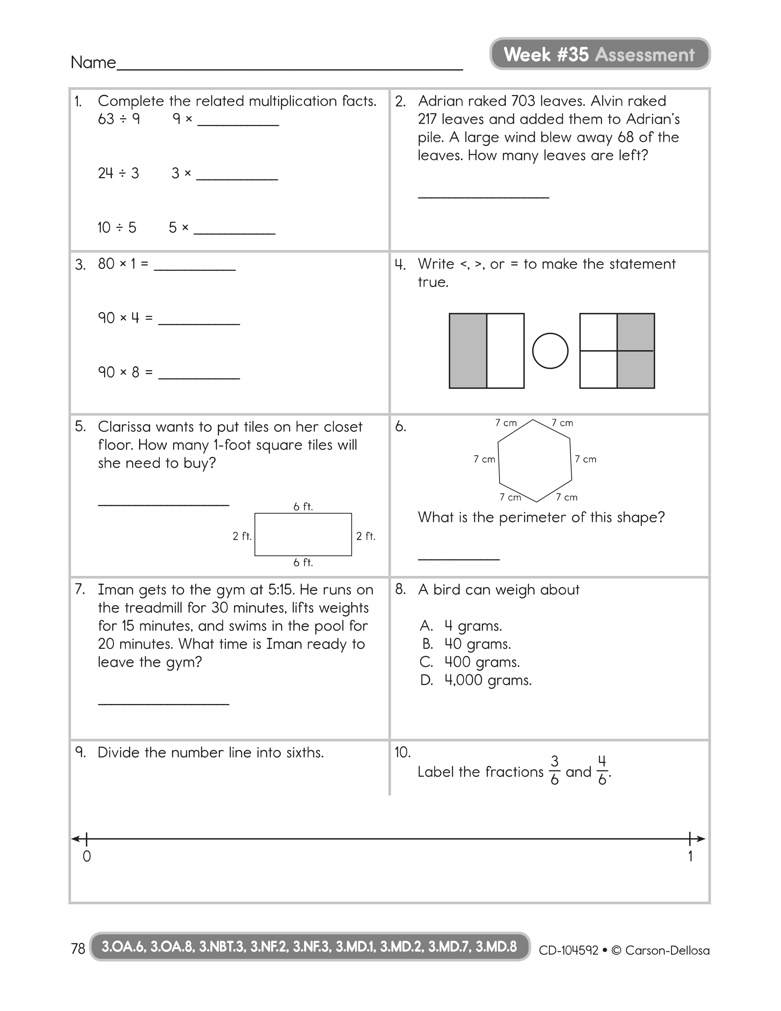 Week 35 Math Assessment - Pamela Watson | Library | Formative