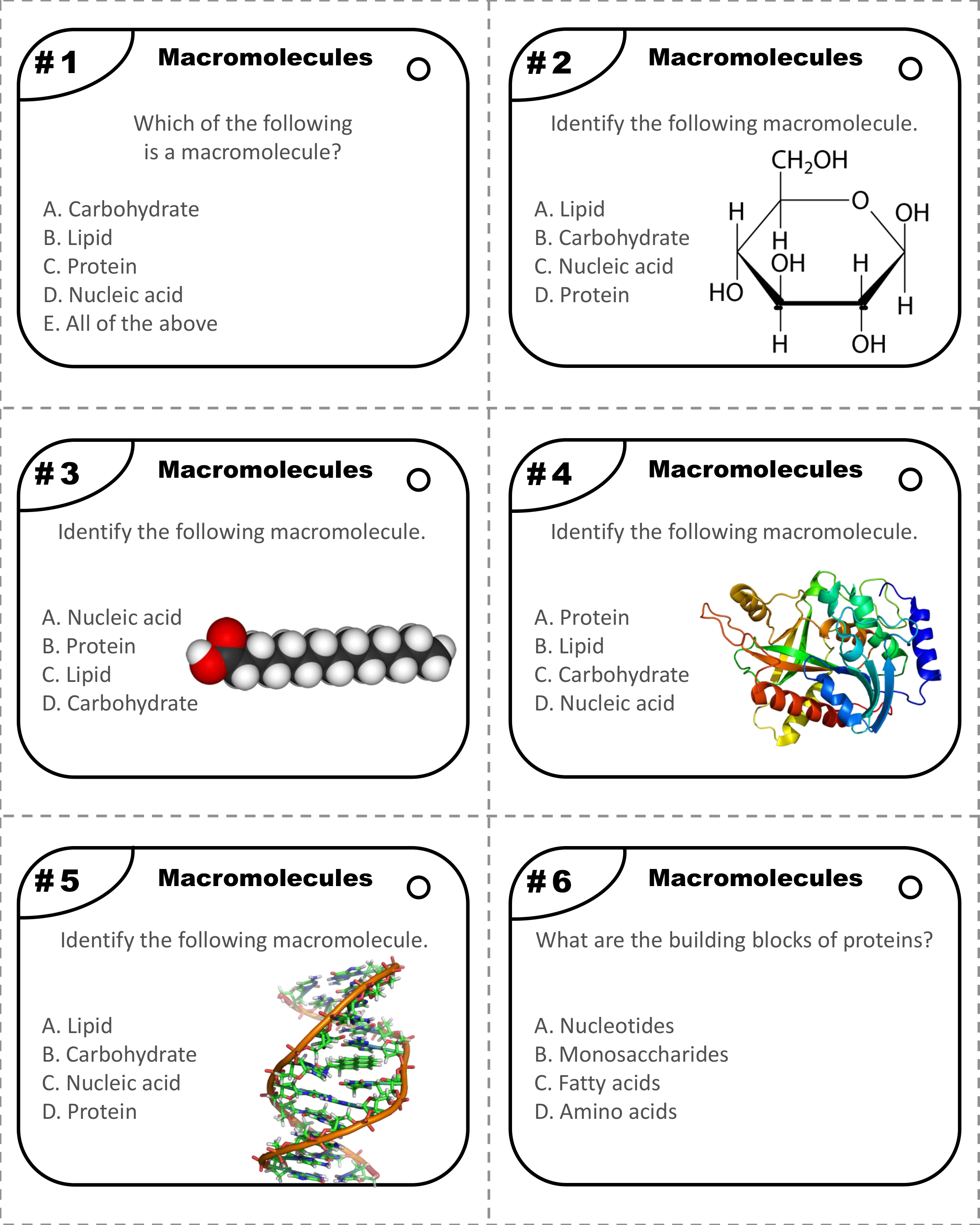 Organic Molecule Task Cards-Multiple Choice - Katelyn Owens | Library ...