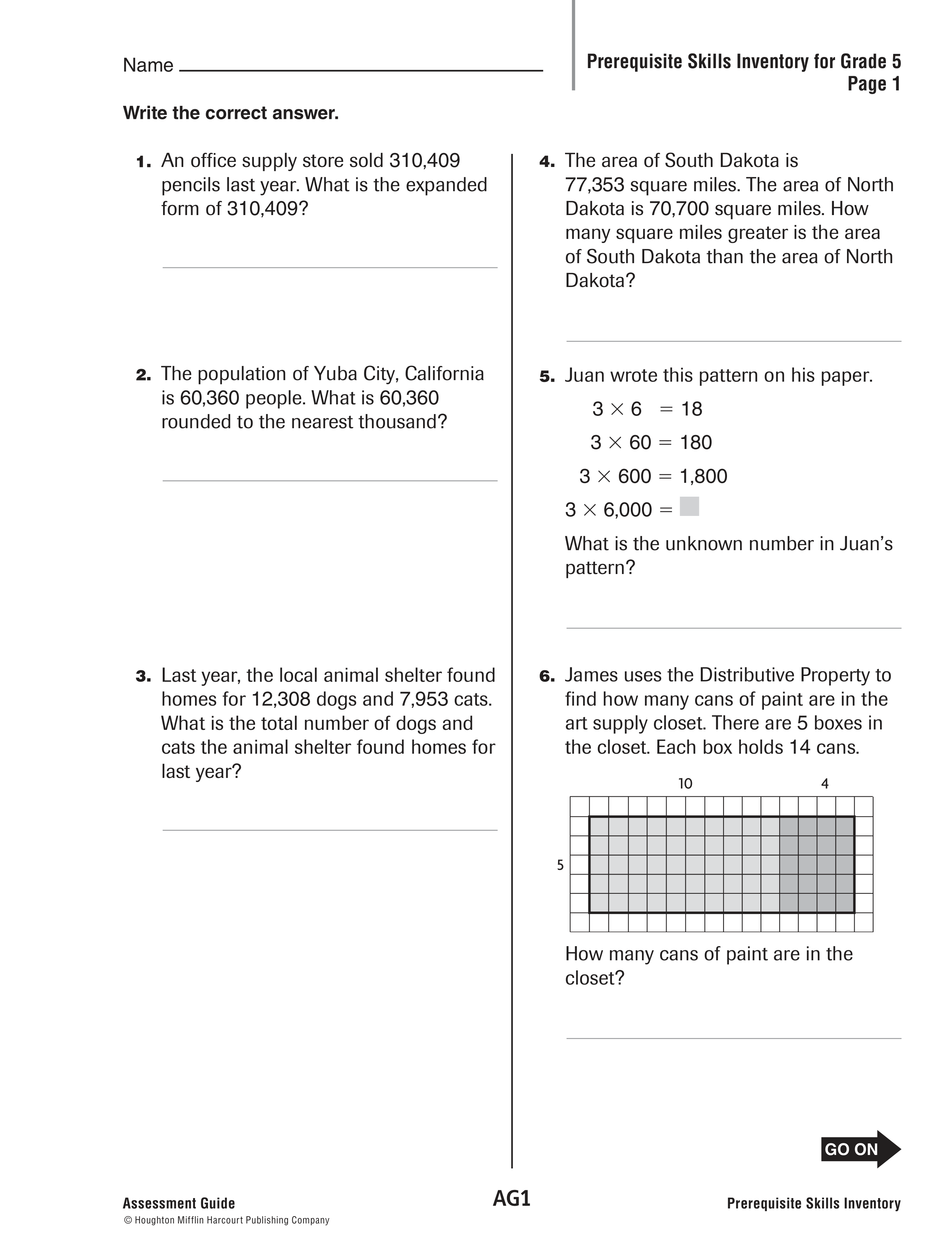 5th grade Prerequisite Skills Inventory - Veronica Sharkey | Library ...