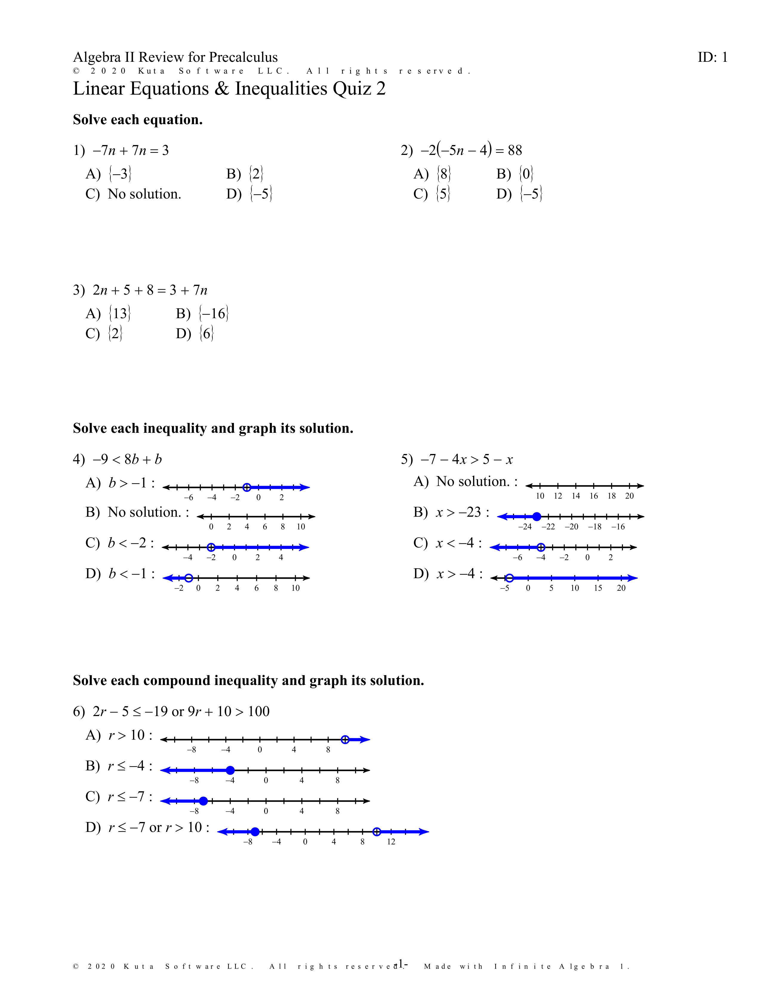 Linear Equations & Inequalities Quiz 2 - Tracie Lainhart | Library ...
