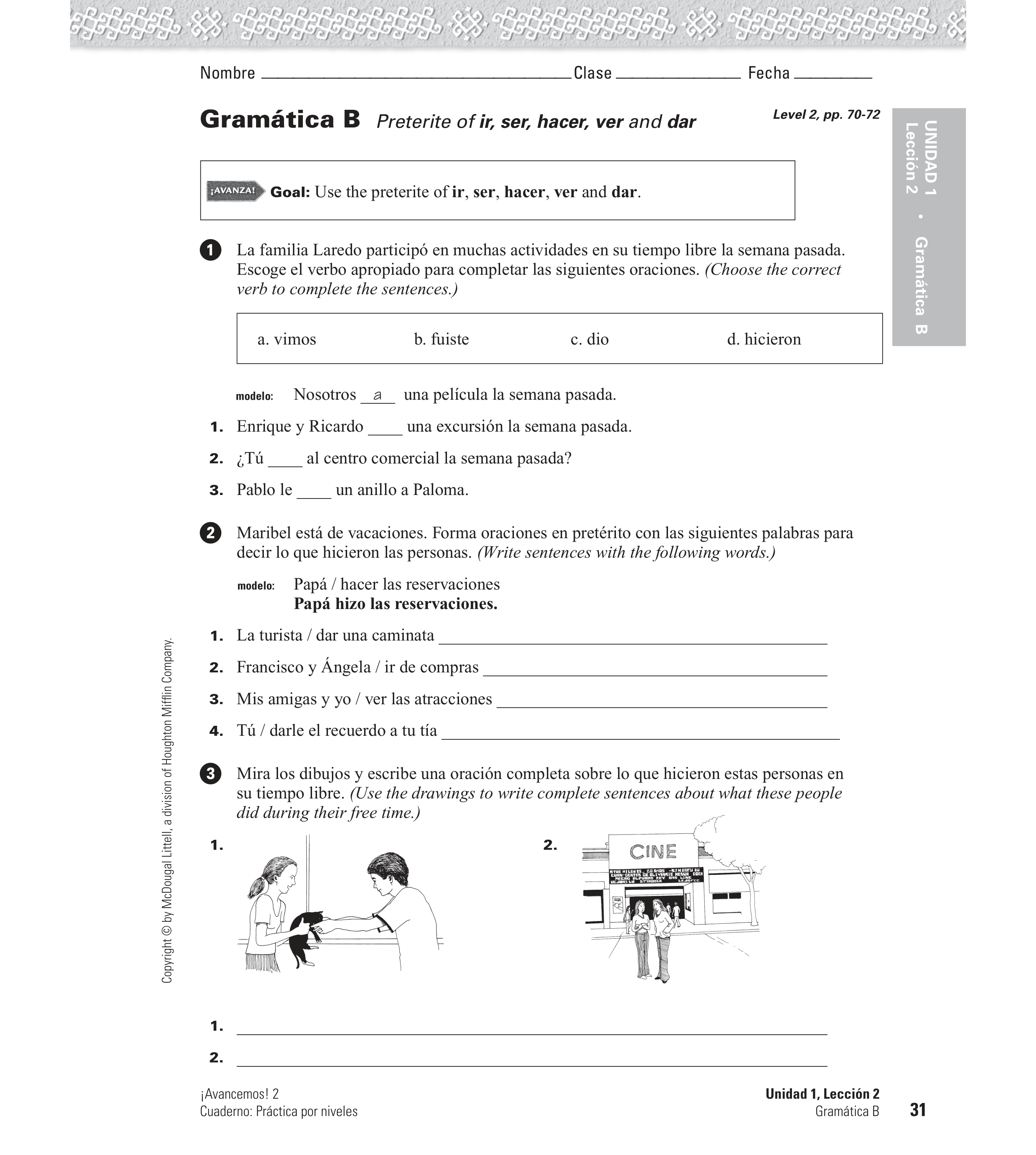 2: U1L2: Gram B Irregular preterite - Amanda Rieder | Library | Formative