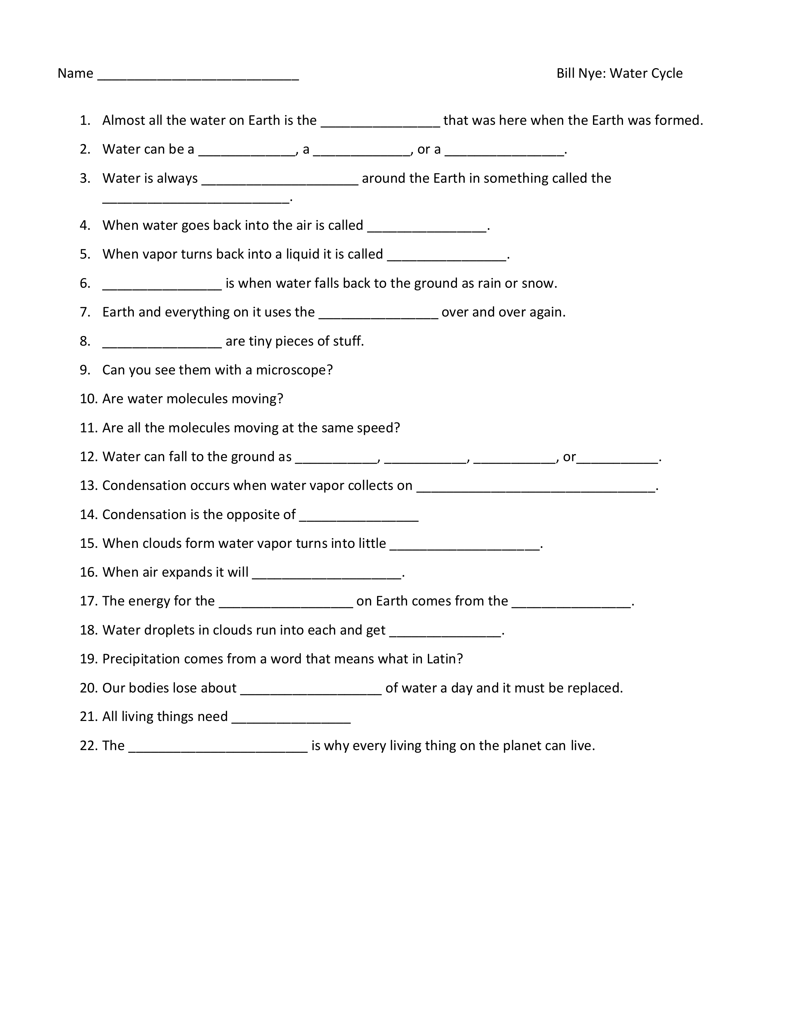 Bill Nye - The Water Cycle - Holly Fratt | Library | Formative