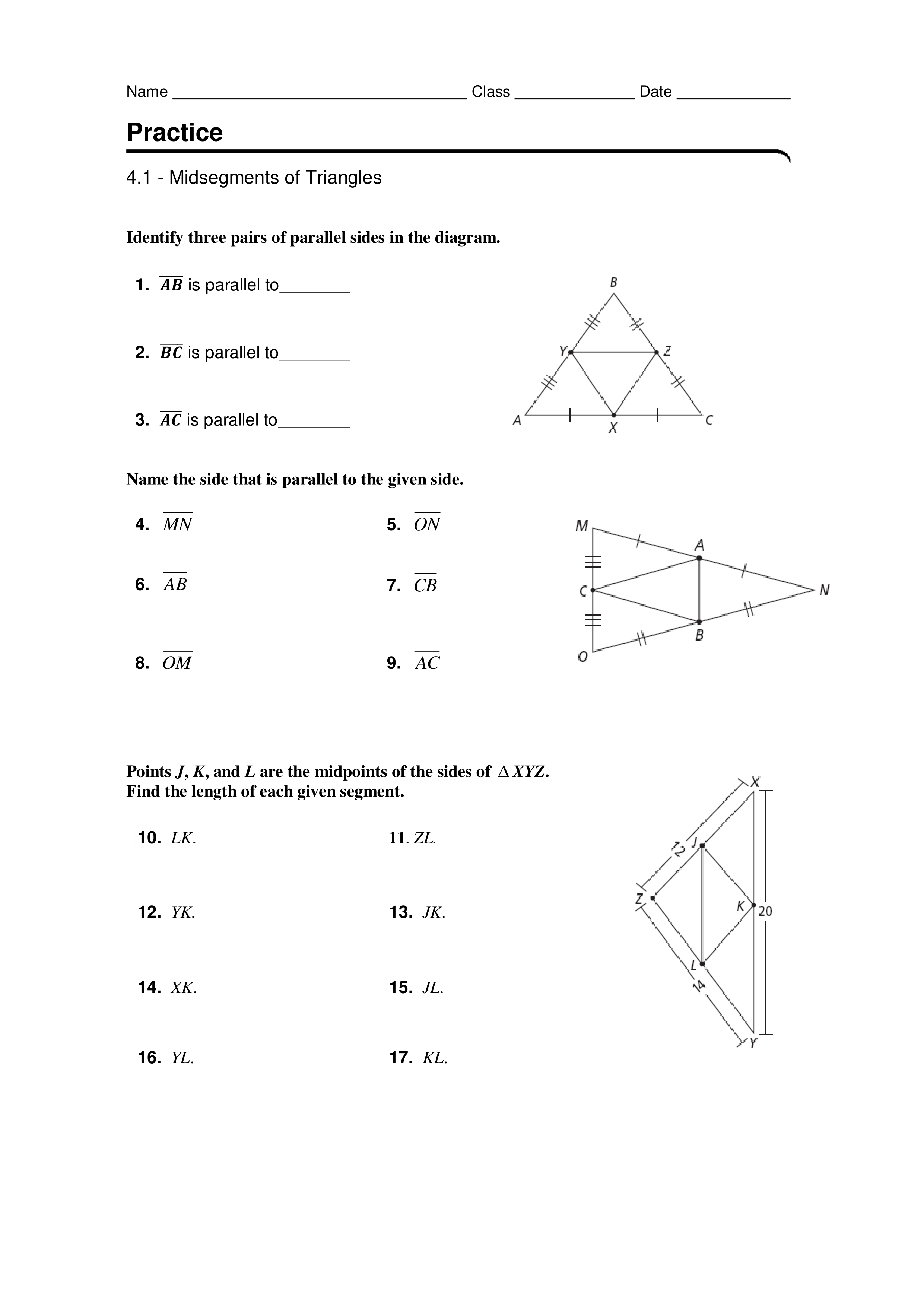 4.1 - Midsegments of Triangles - Shaunda Dickstein | Library | Formative