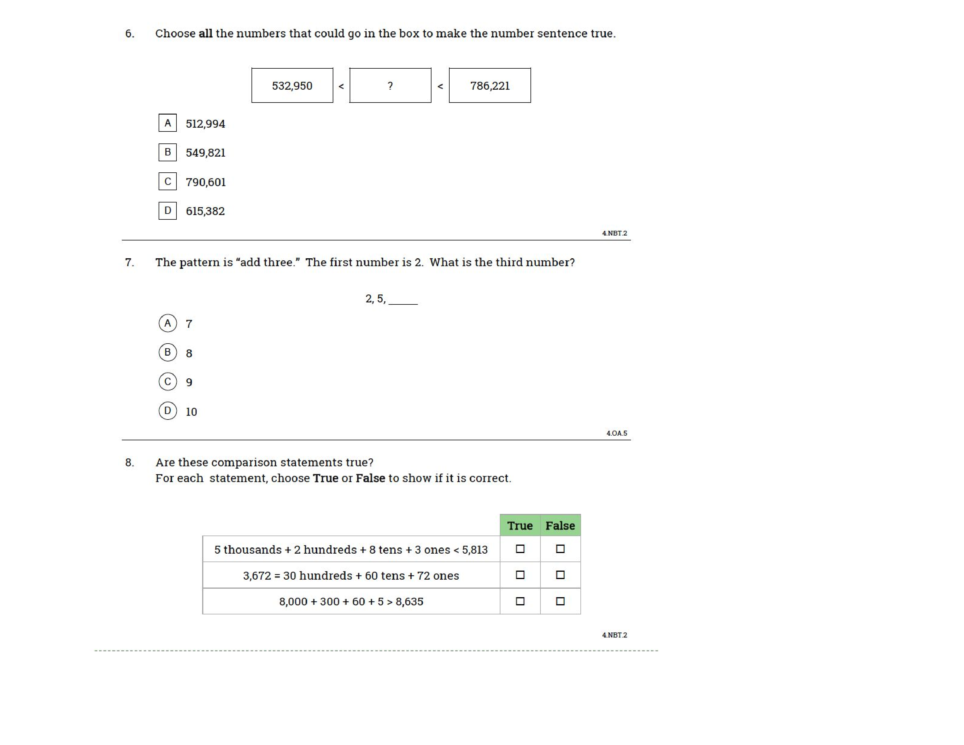 SWUN Part 1 Part 1 G4 Unit 1 Assessment Multi Digit Whole Numbers & Add ...