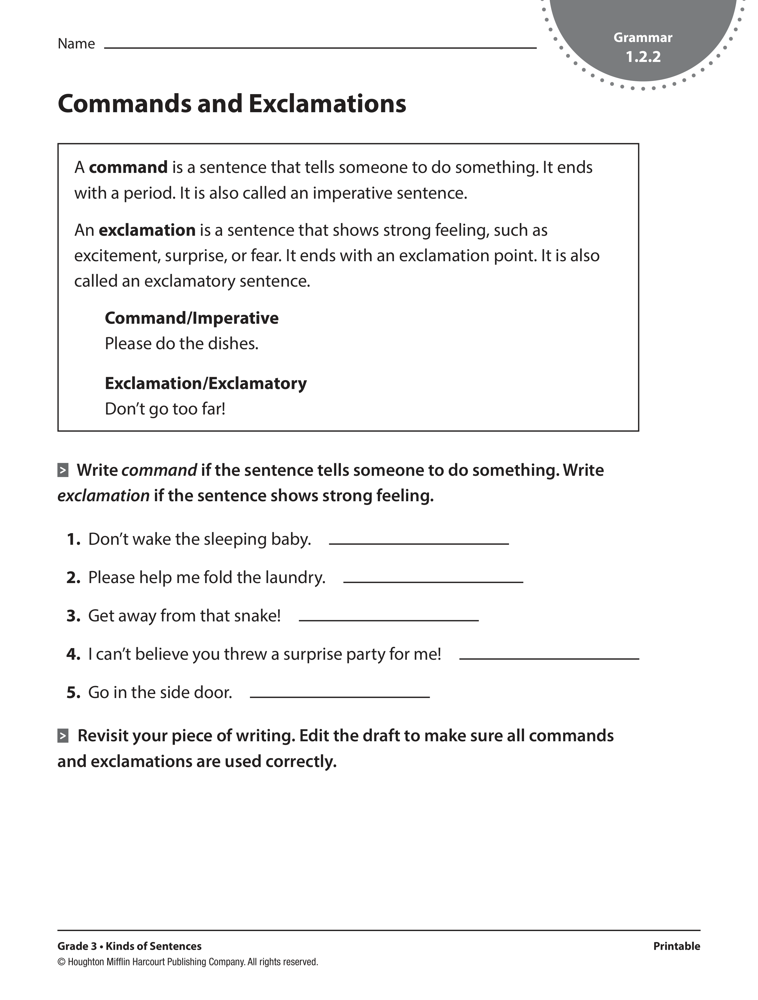 Commands and Exclamations - Jessica Ryan | Library | Formative