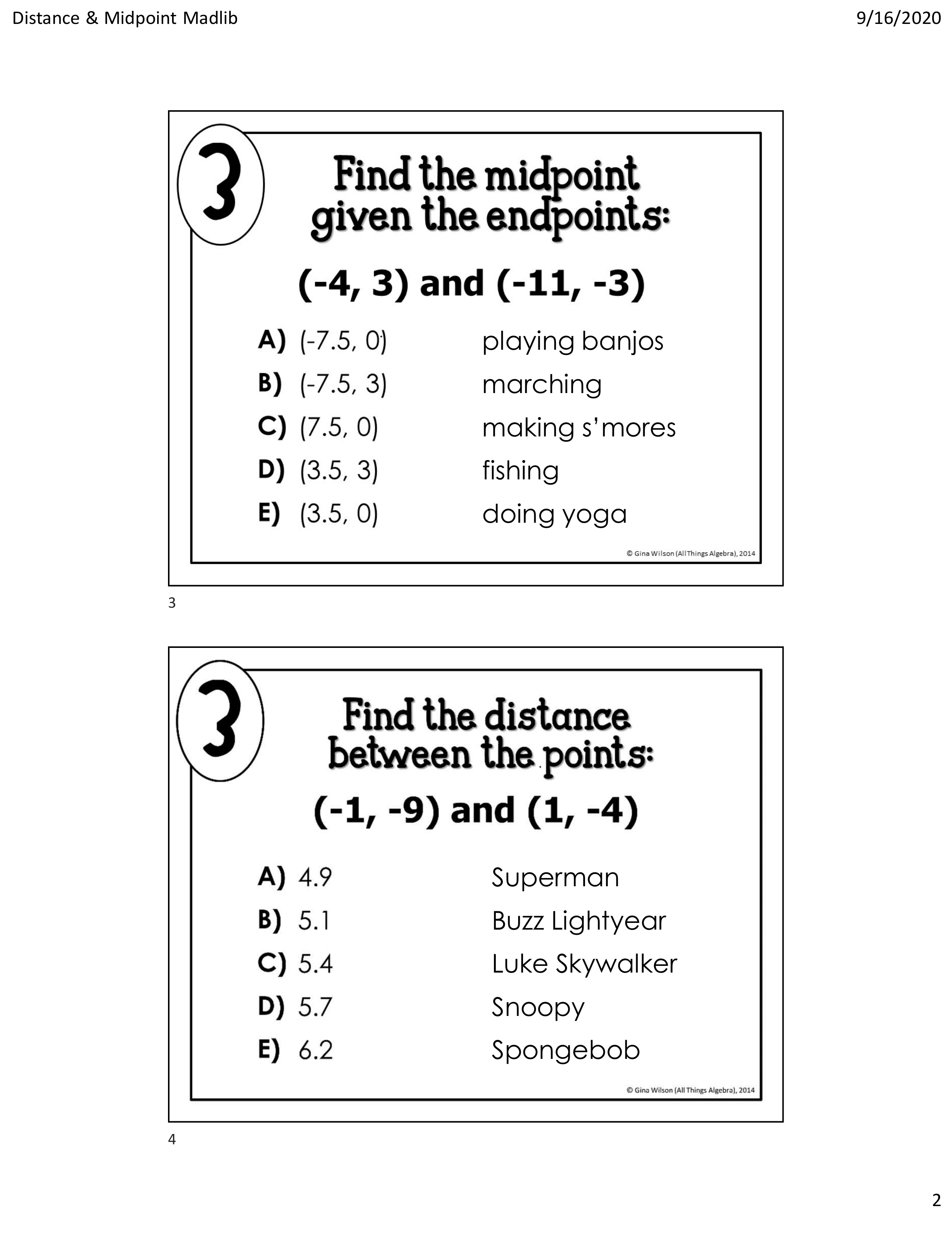 Distance & Midpoint Math Lib - Alicia DiCiaccio | Library | Formative