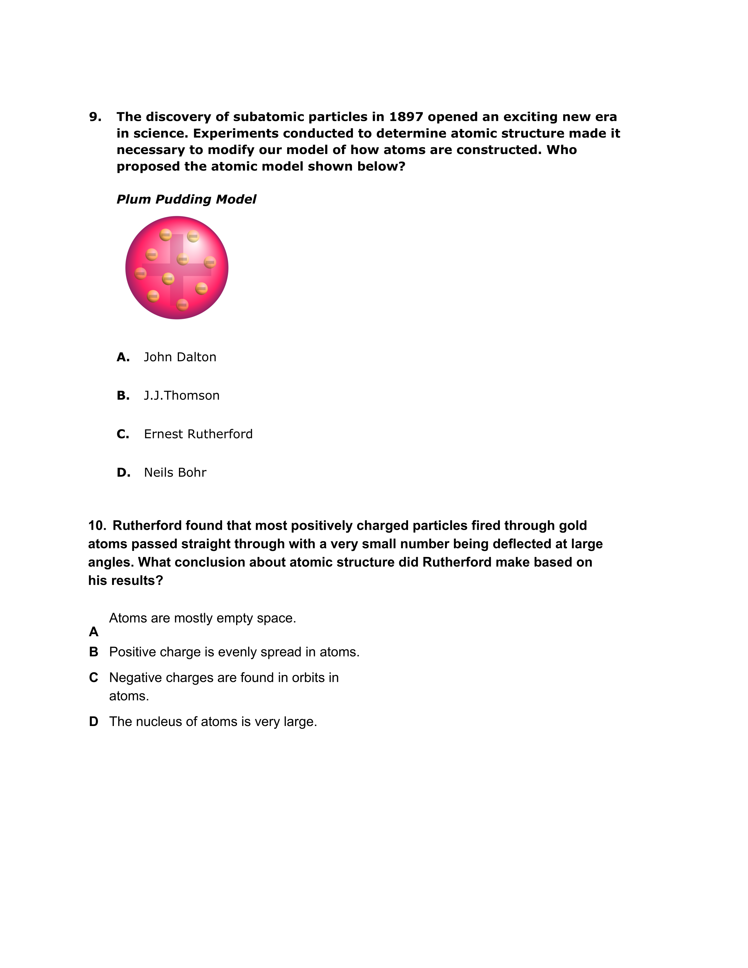 Atomic Theory Test 2020 - Alicia Barrett | Library | Formative