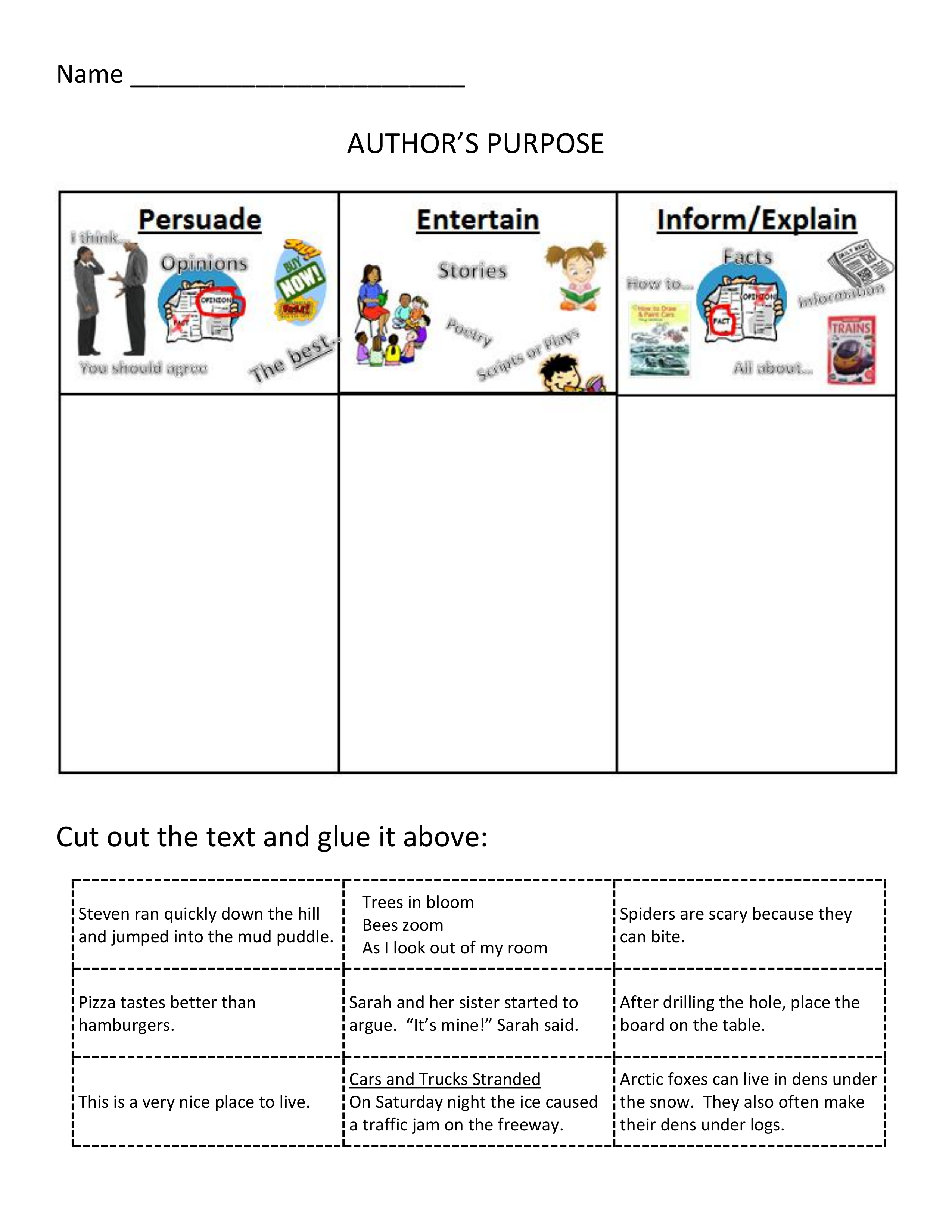 Authors Purpose practice - TAMMY FIELDS | Library | Formative