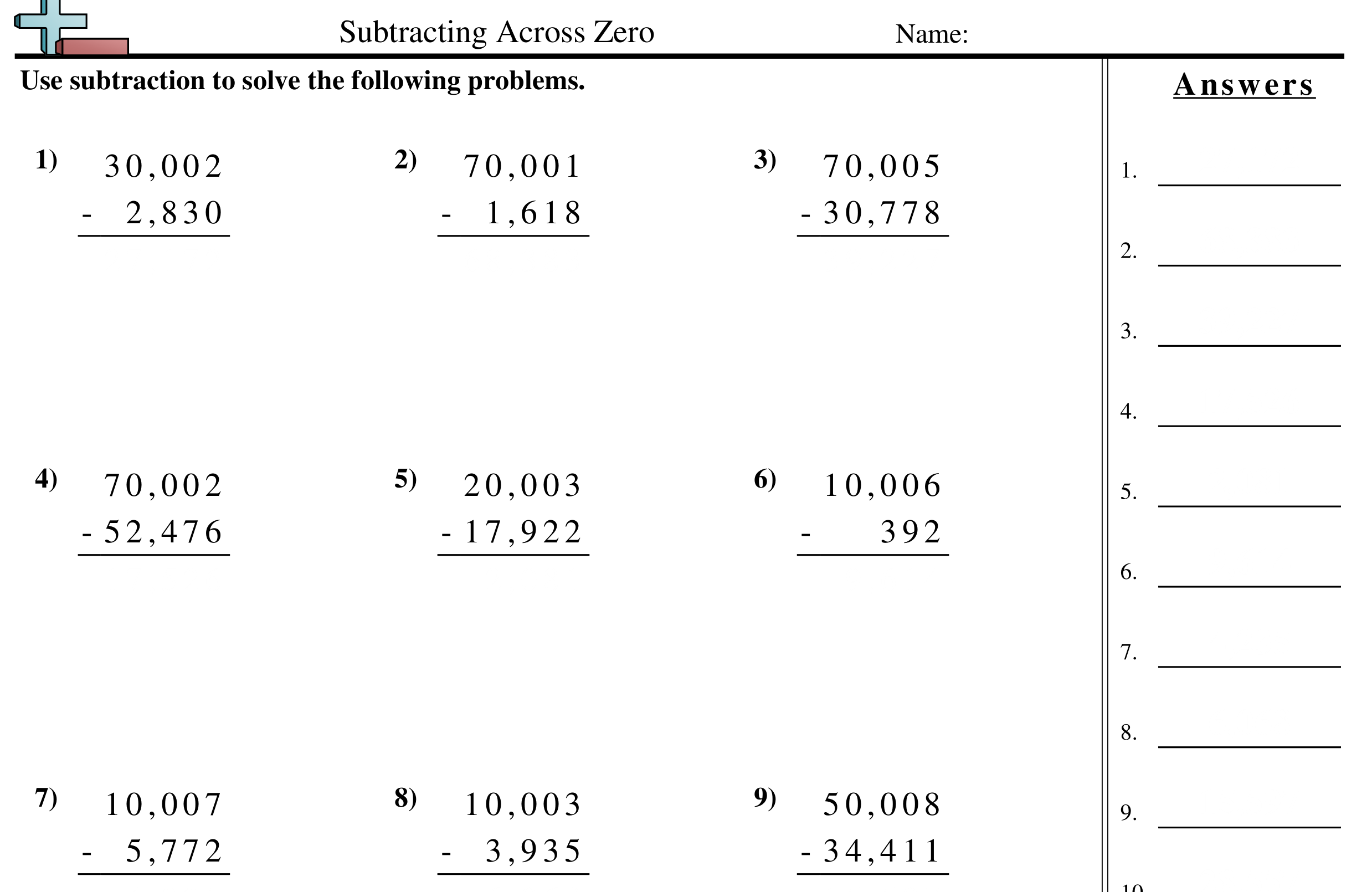Subtracting Across Zeros - Bethany Lee | Library | Formative