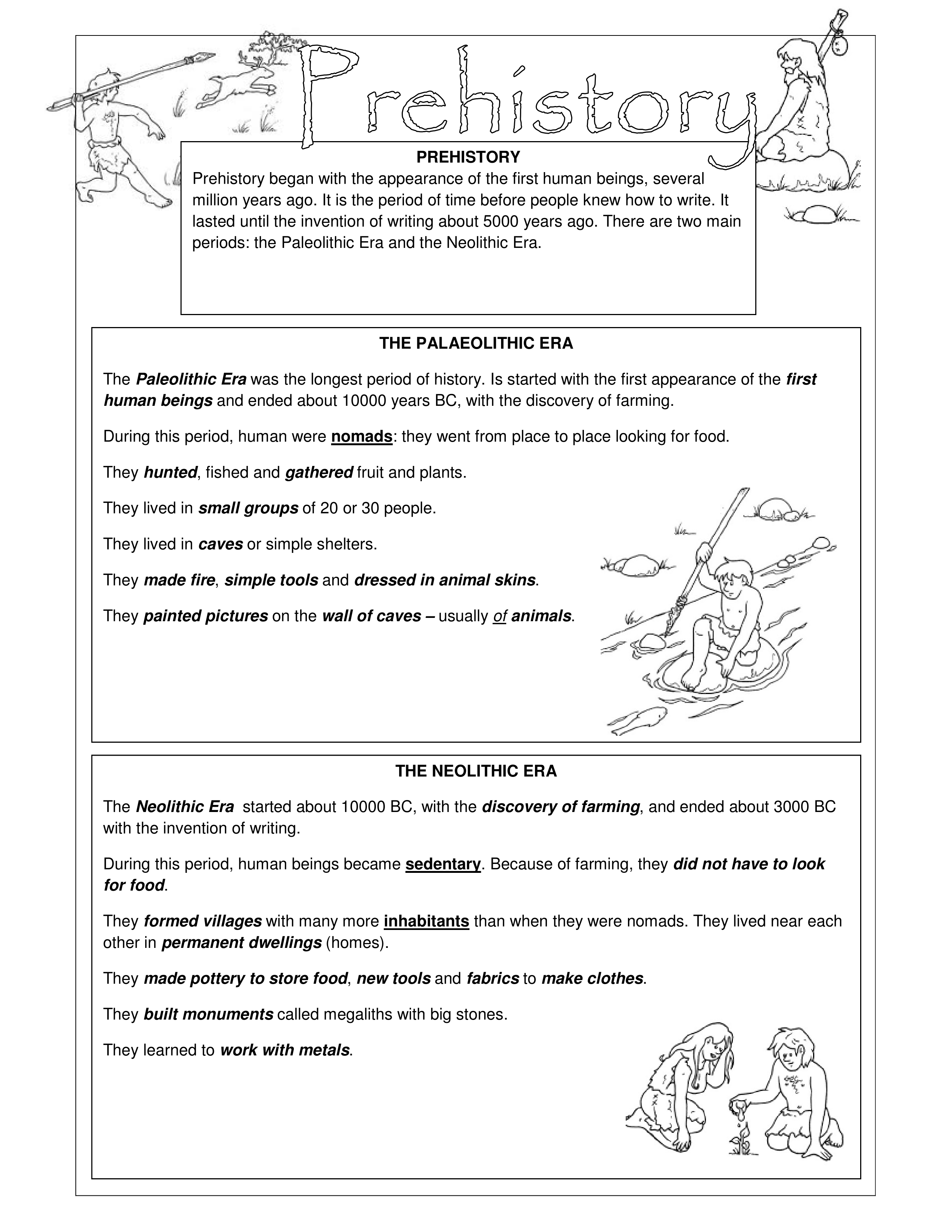 Prehistory: Reading & Questions - Jonnie Garrette | Library | Formative