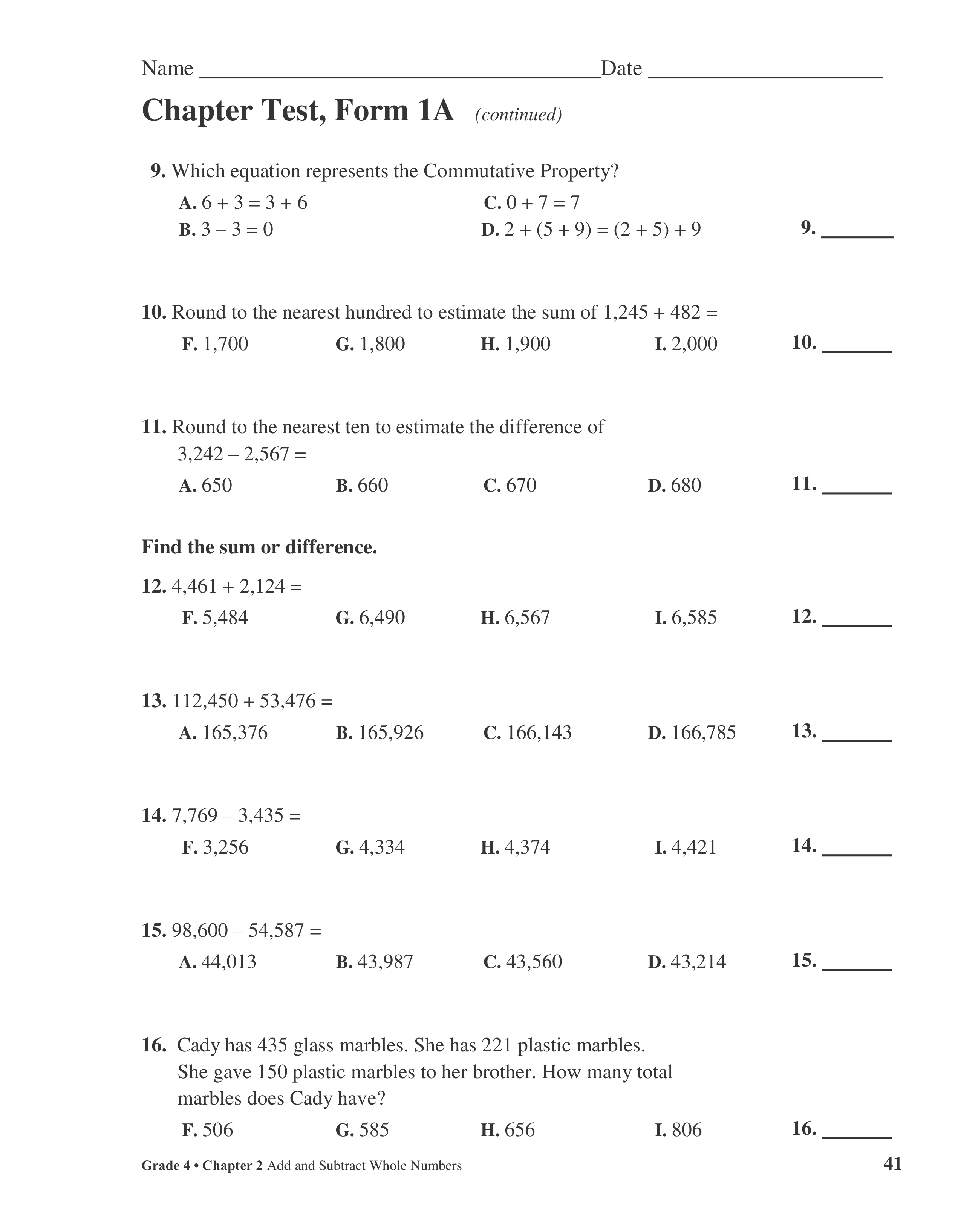 My Math Chapter 2 Test Form A - Donna McKinney | Library | Formative