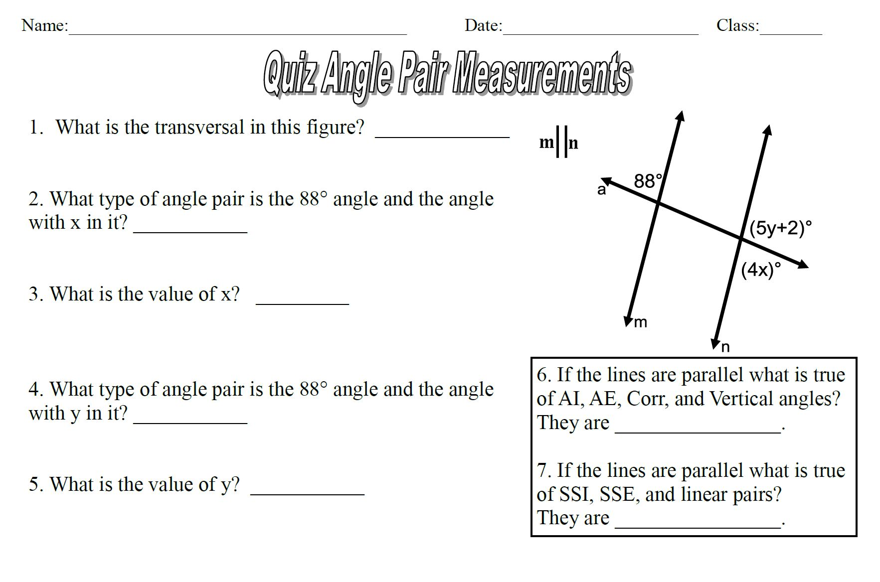Angle Pair Meas. Quiz EE - Larry Mooney | Library | Formative