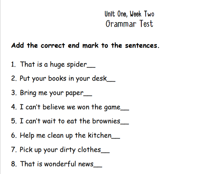 Unit 1 Week 2 Grammar Test - Chonda Griffith | Library | Formative