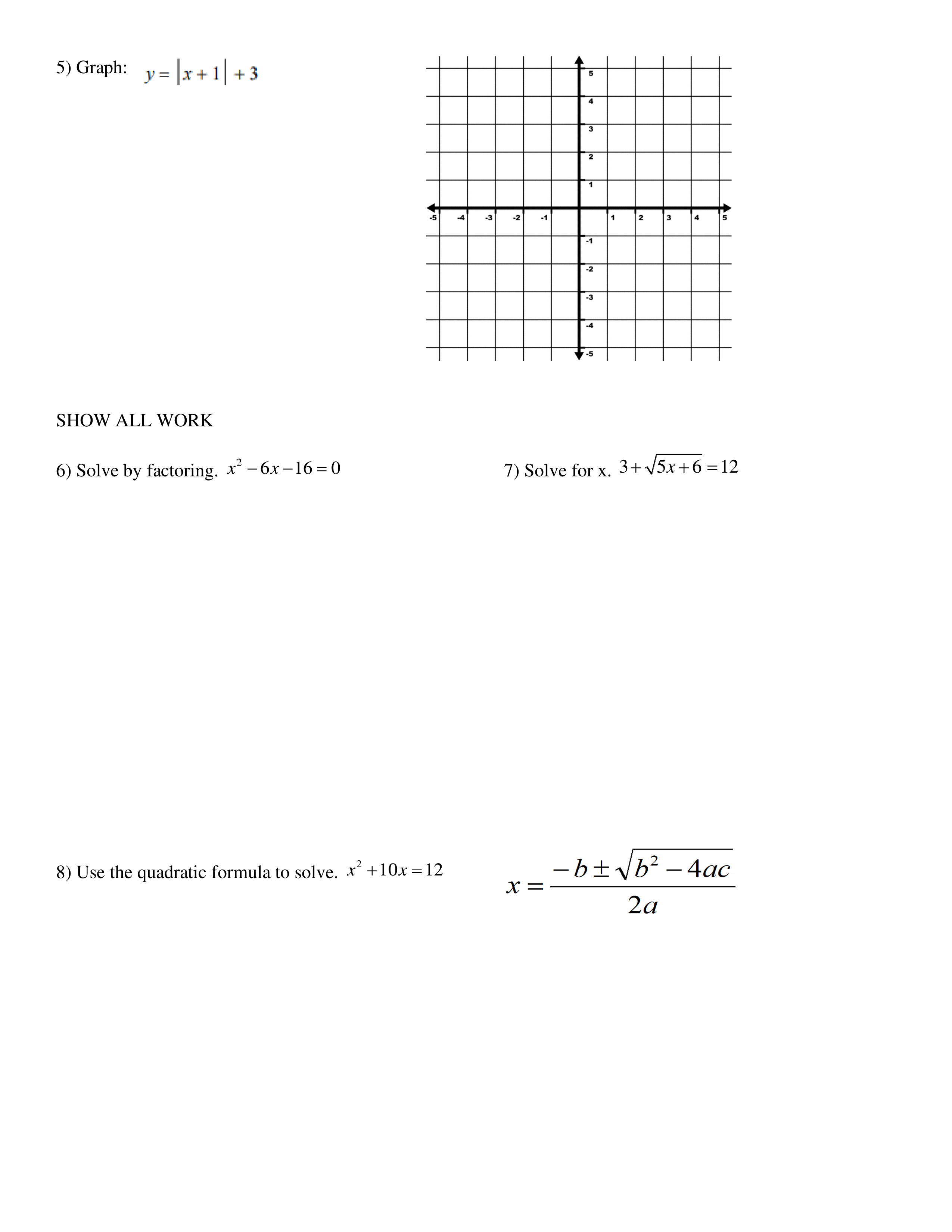 NBHS Algebra 2 Benchmark - Scott Donnelly | Library | Formative