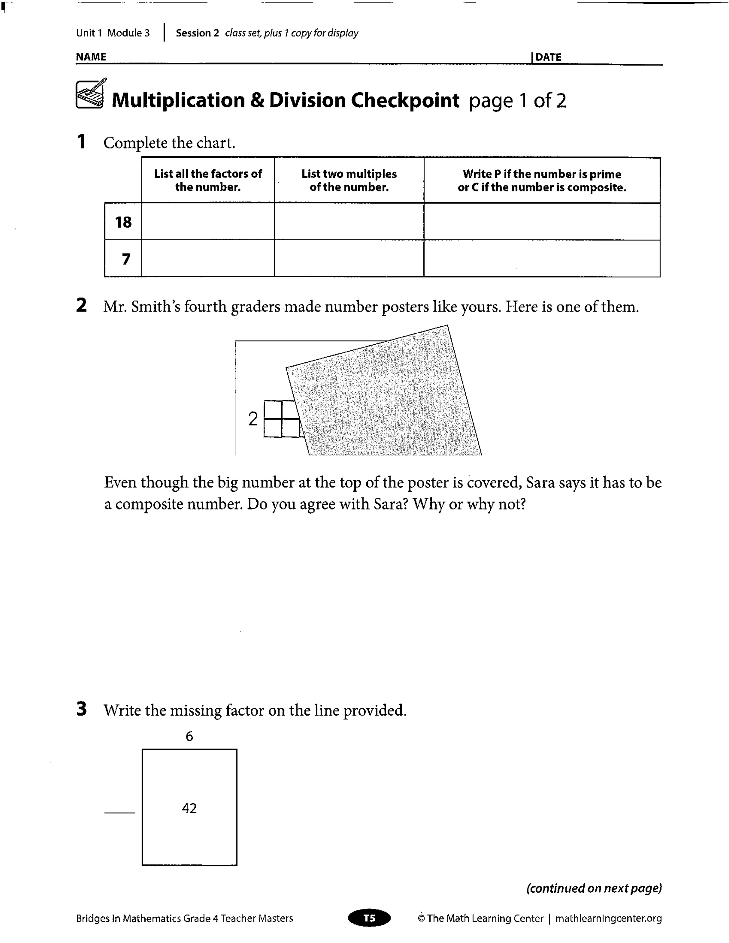 Stormonth Math - Grade 4 - Unit 1 Checkpoint - Thomas Story | Library ...