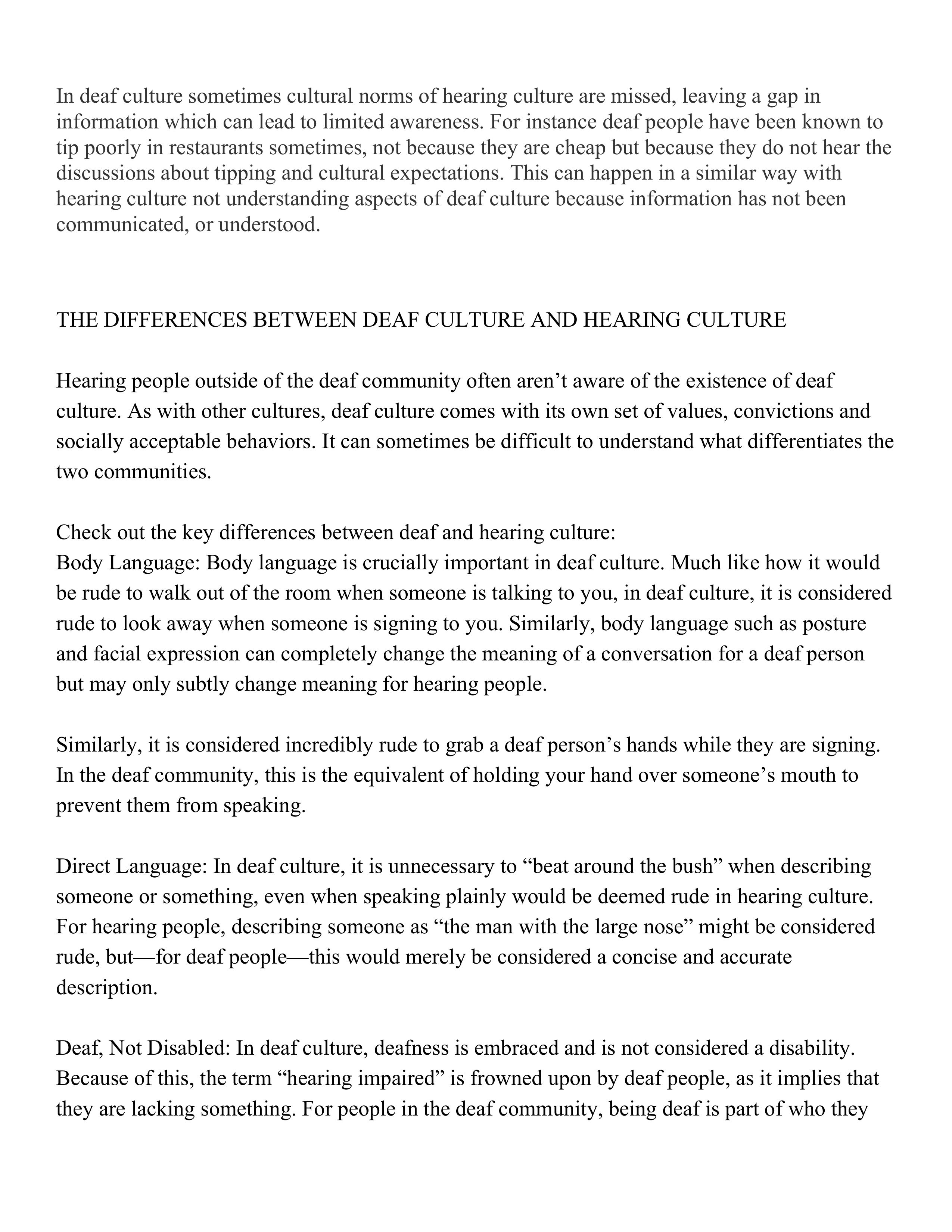 Deaf Culture vs Hearing Culture - short - Shane Hensley | Library ...