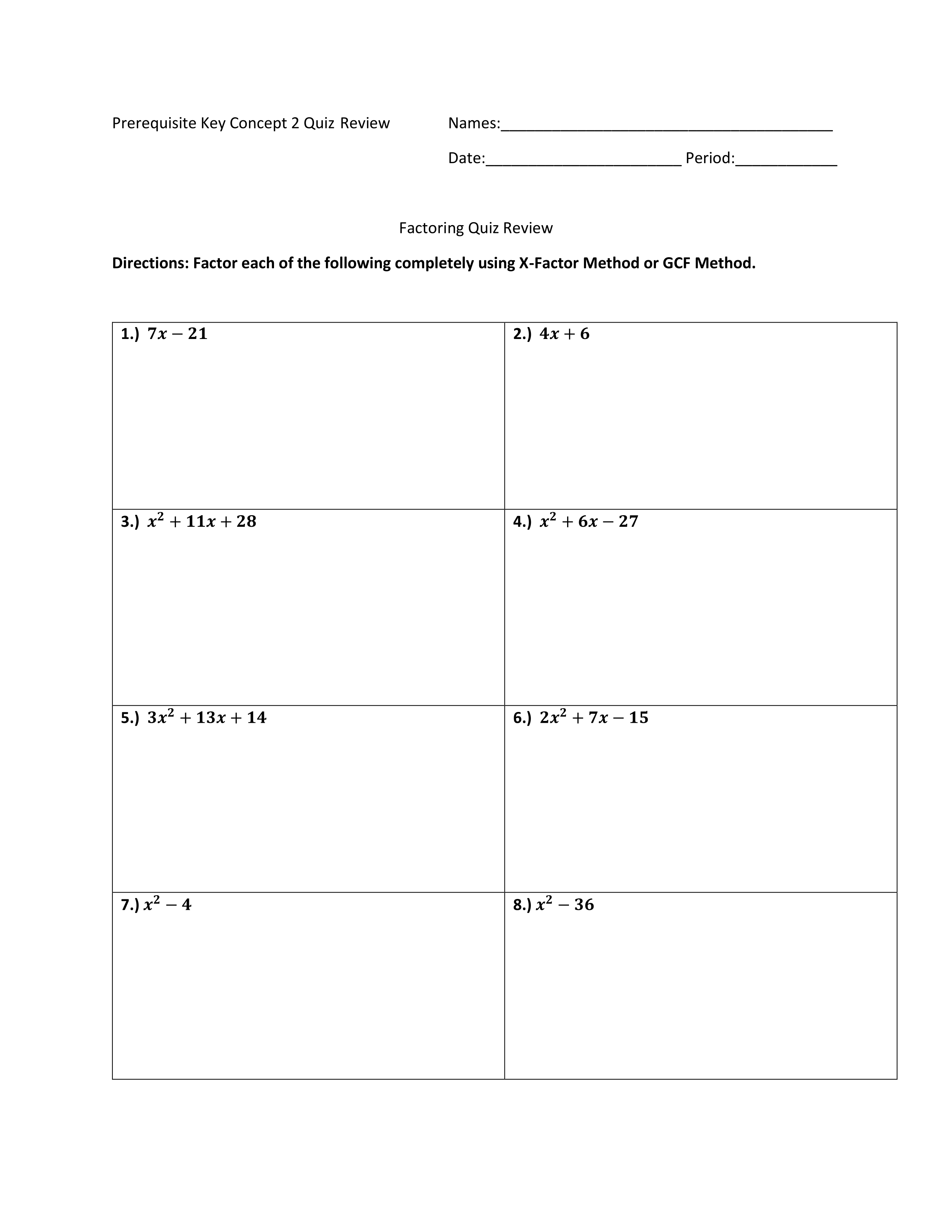 Unit 7 Factoring REVIEW - Andrea Davenport | Library | Formative