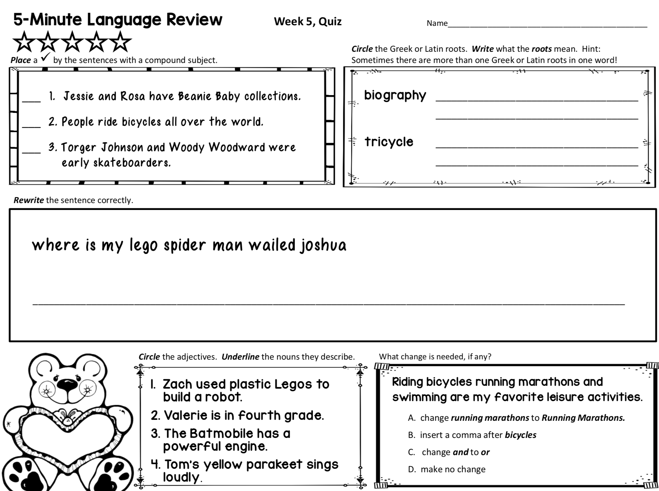 Daily Language Review #5 - Cynthia Mendoza | Library | Formative