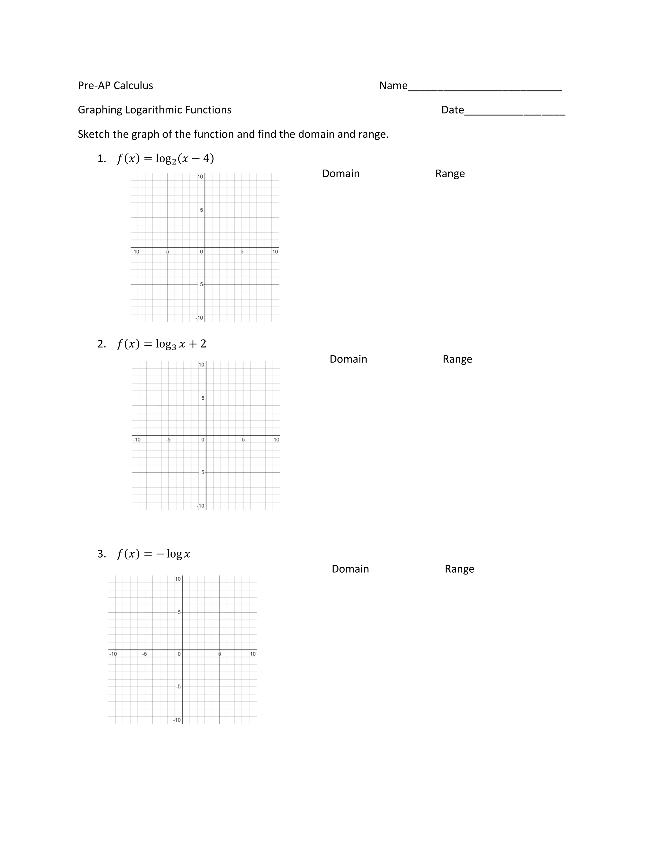 Graphing Logarithmic Functions - Genene Cook | Library | Formative