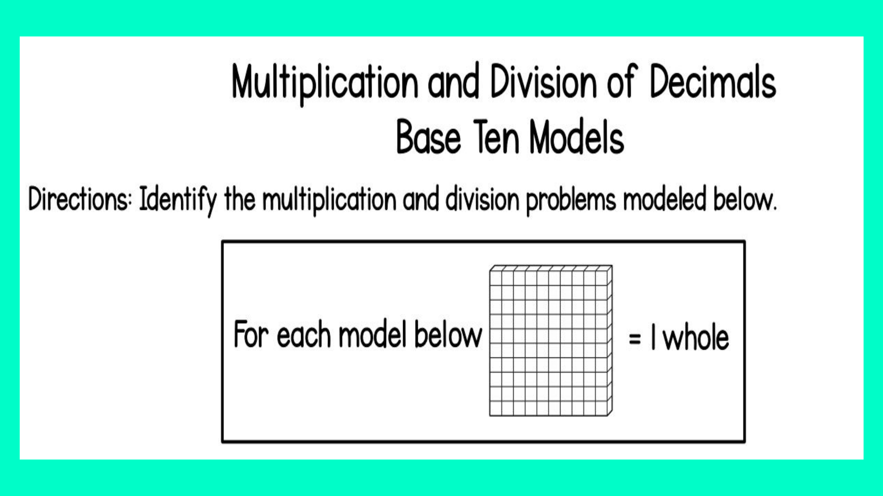 Decimal Multiplication and Division with base 10 models - Christine ...