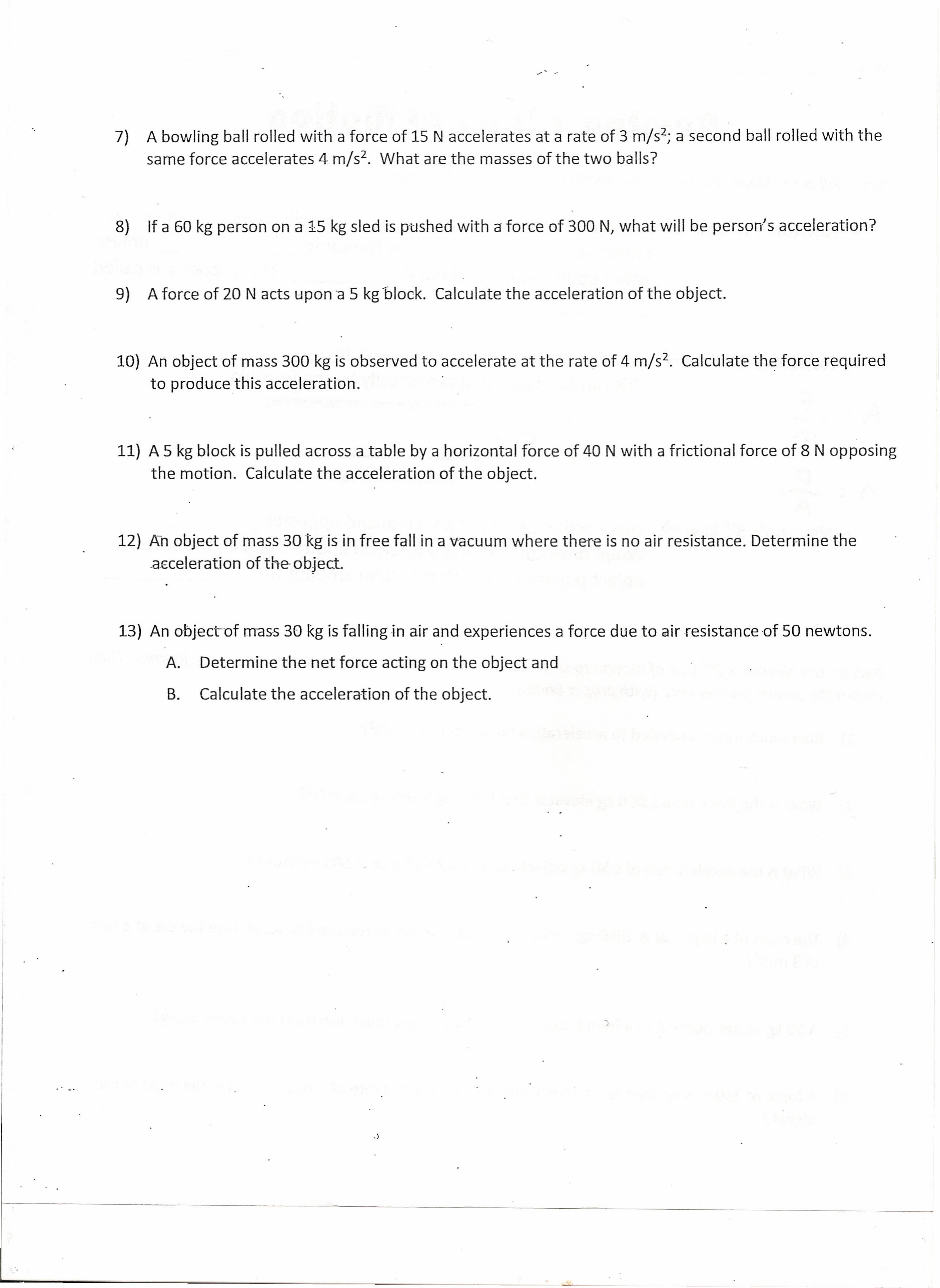 Newton's Second Law Practice Problems - Joe Acquarelli | Library ...