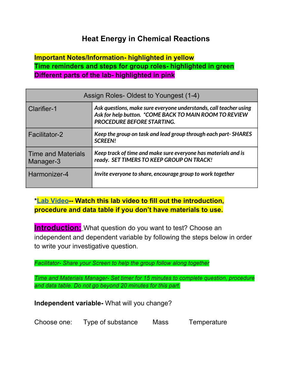 2.9 Heat Energy in Chemical Reactions Lab (Accommodated) - Jill Mayorga ...