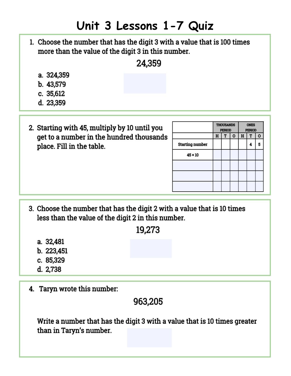 SWUN Unit 3 Lesson 1-7 quiz - Cynthia Mendoza | Library | Formative