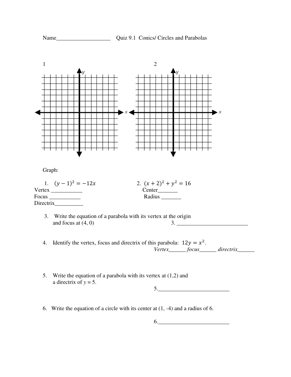 9.1 Circles and Parabolas - Hughes, Patricia | Library | Formative