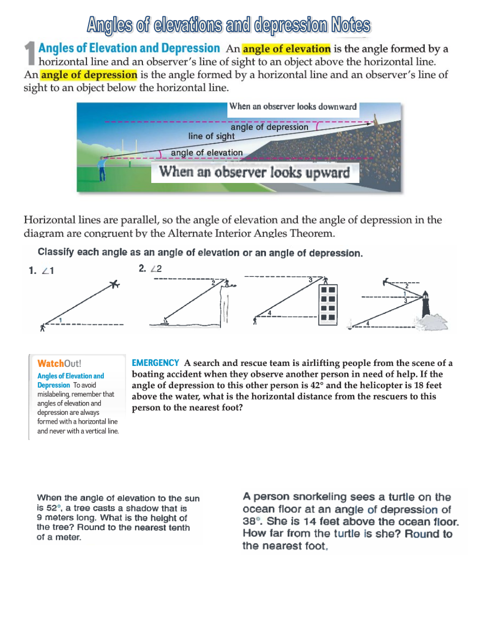 Angle of Elevation & Depression - Larry Mooney | Library | Formative