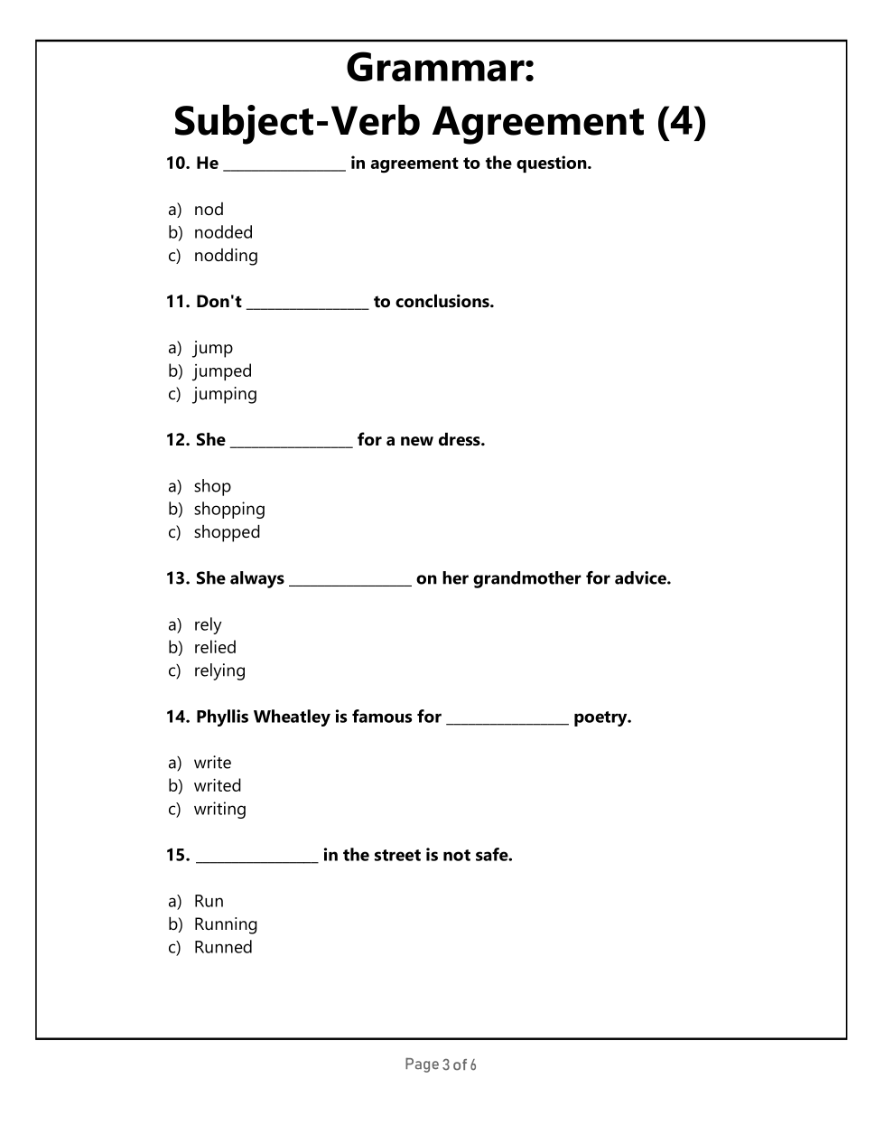 Subject & Verb 4 cloned 4/5/2022 - Lucy O'Hare | Library | Formative