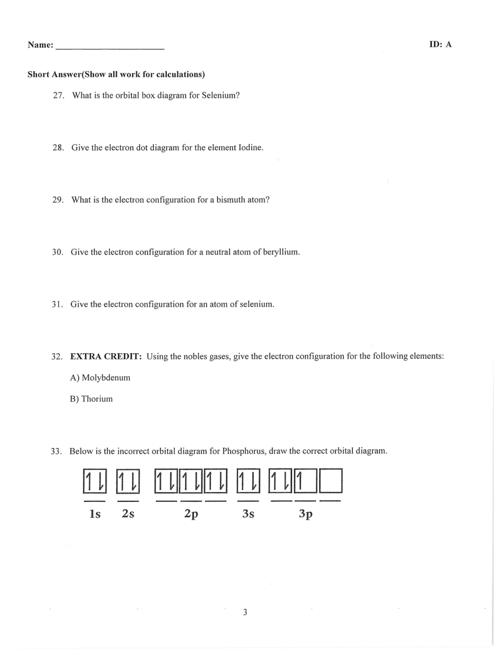 Chapter 5 Electrons in Atoms Test - Joseph Morsaw | Library | Formative