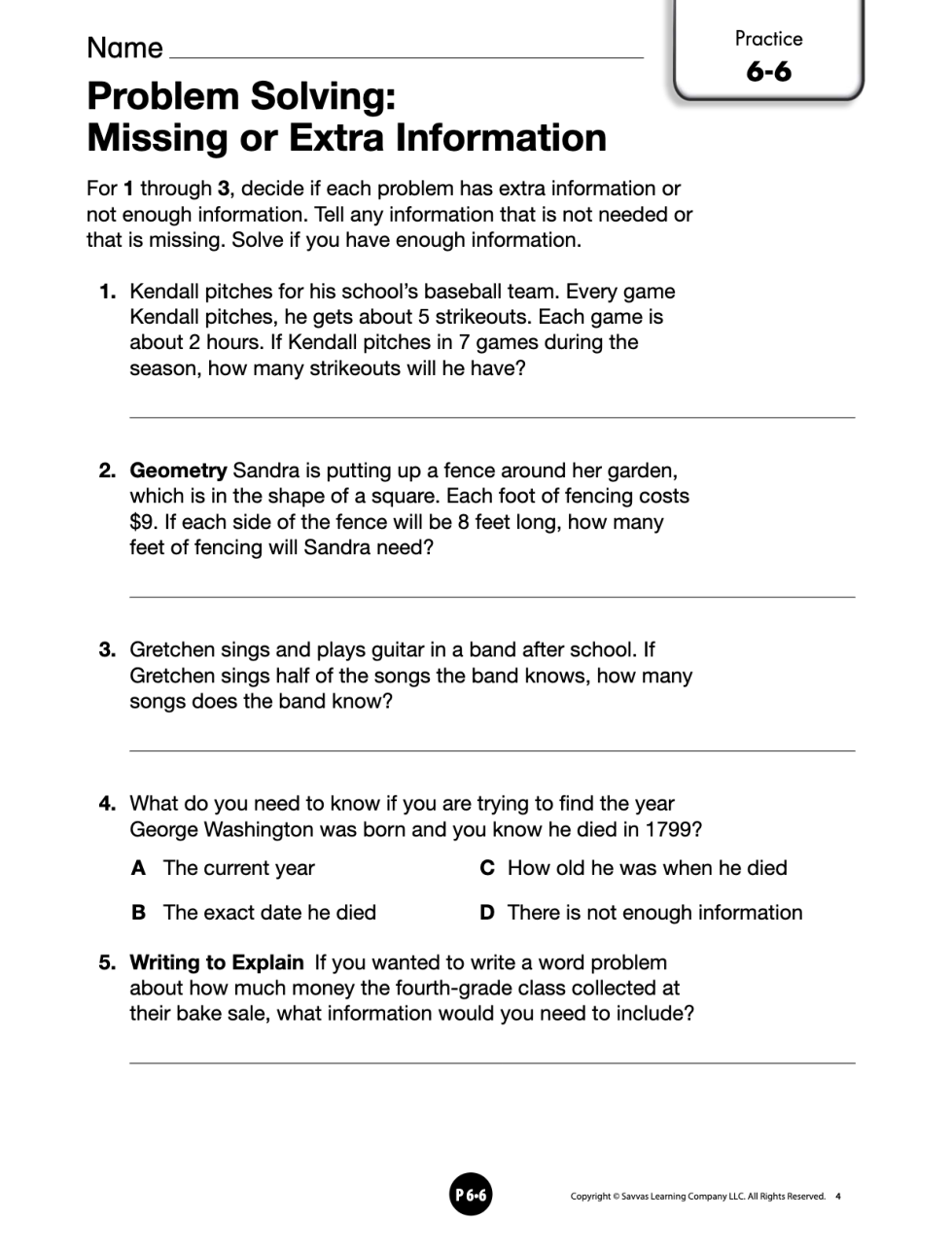 6-6 PS: Missing or Extra Information - Mrs. Tallman | Library | Formative