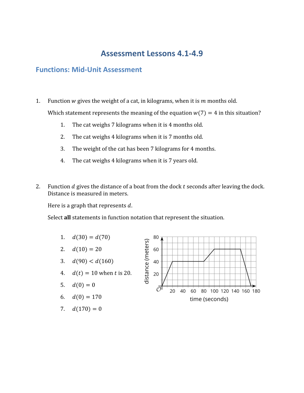 Kelso Math A1 #7 IM algebra 1 Test Lessons 4.1-4.9 Jan 2021 - Brenda ...