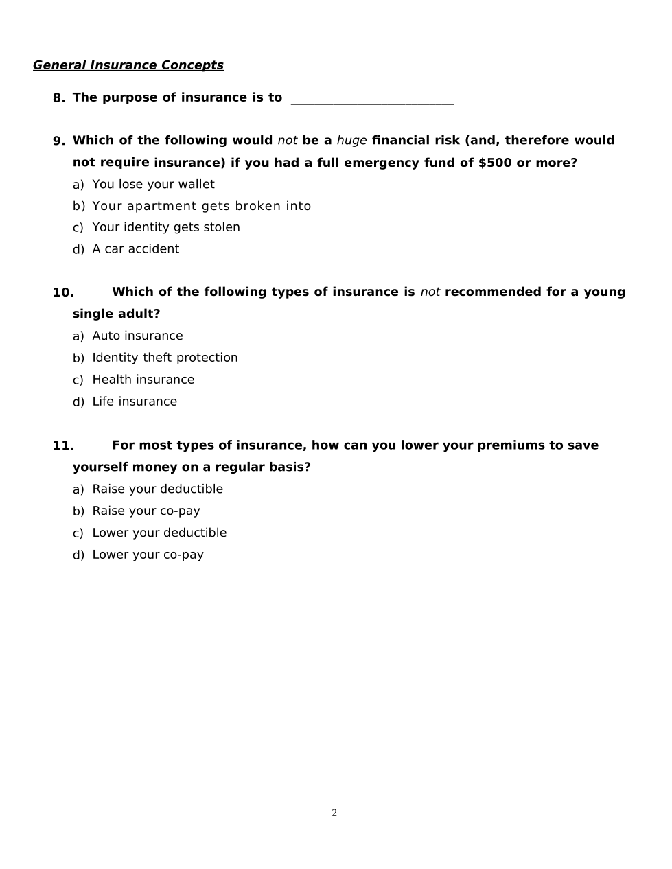 Insurance Quiz - Luz Valenzuela | Library | Formative