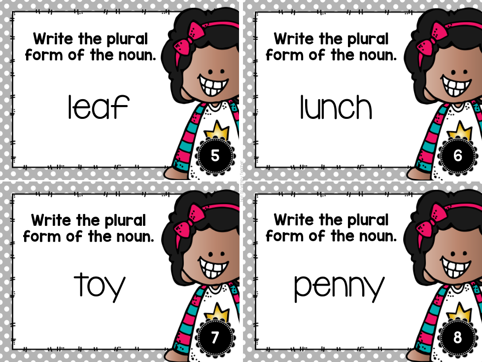 Plural Noun Task Cards 1-12 - Melinda Medeiros | Library | Formative